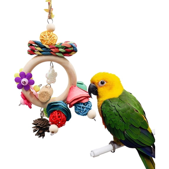 Bird Chewing Toys, Hanging Natural Materials Parrot Chew Toy, Bird Cage ...