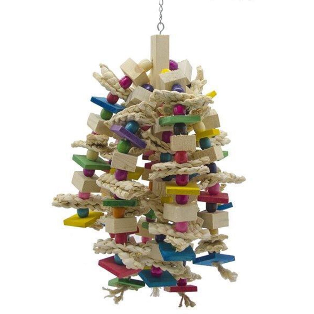 Bird Chewing Toys Natural Corn Husk Wooden Block Bird Cage Toy For ...