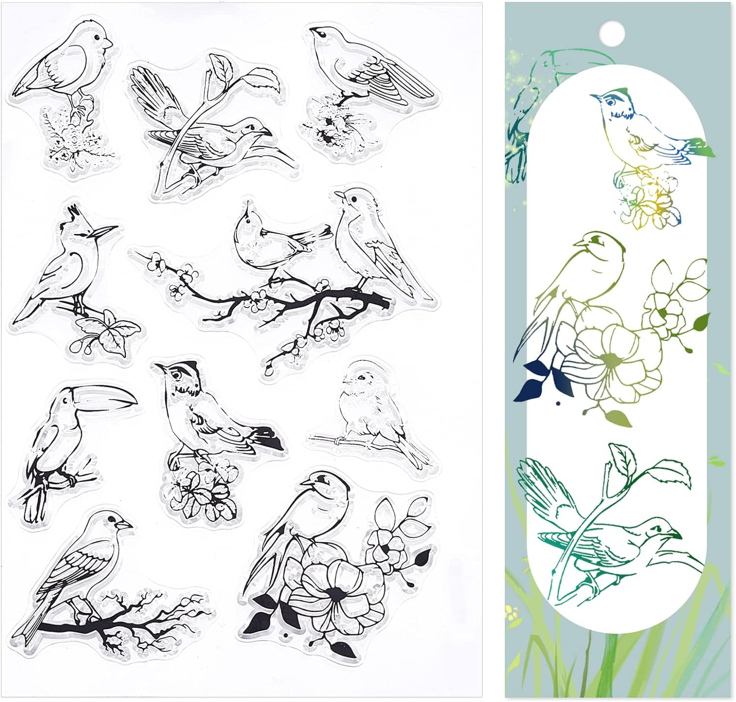 Bird Clear Stamps Silicone Stamp Cards Bird and Branch Clear Stamps for ...