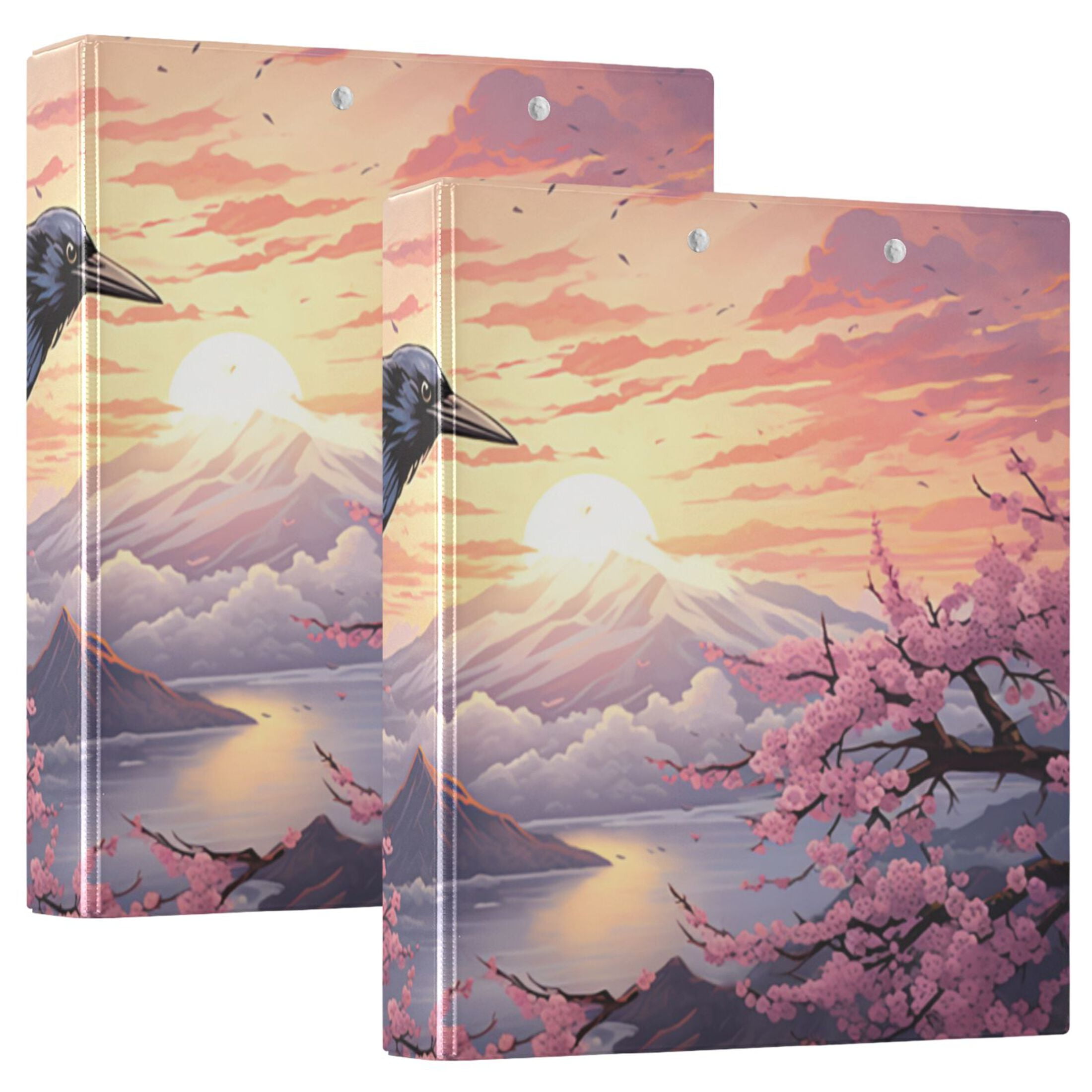 Bird Clouds Or Flowers Mountain 3 Ring Binders 1.5 inch Hardcover File Folders with Interior ...