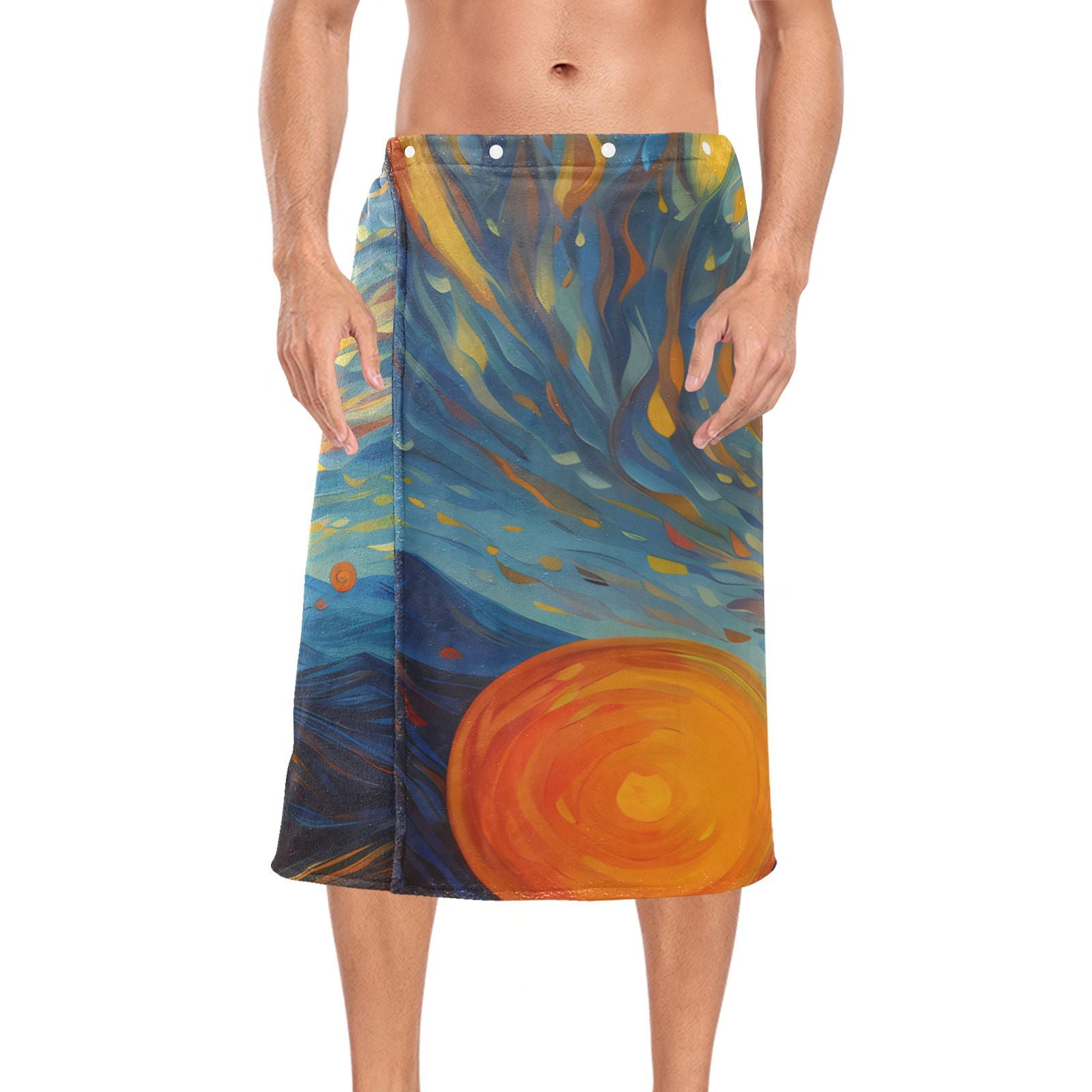 Bird Color Blocks Bath Towel Wrap for Man Adjustable Shower Wrap Button ...