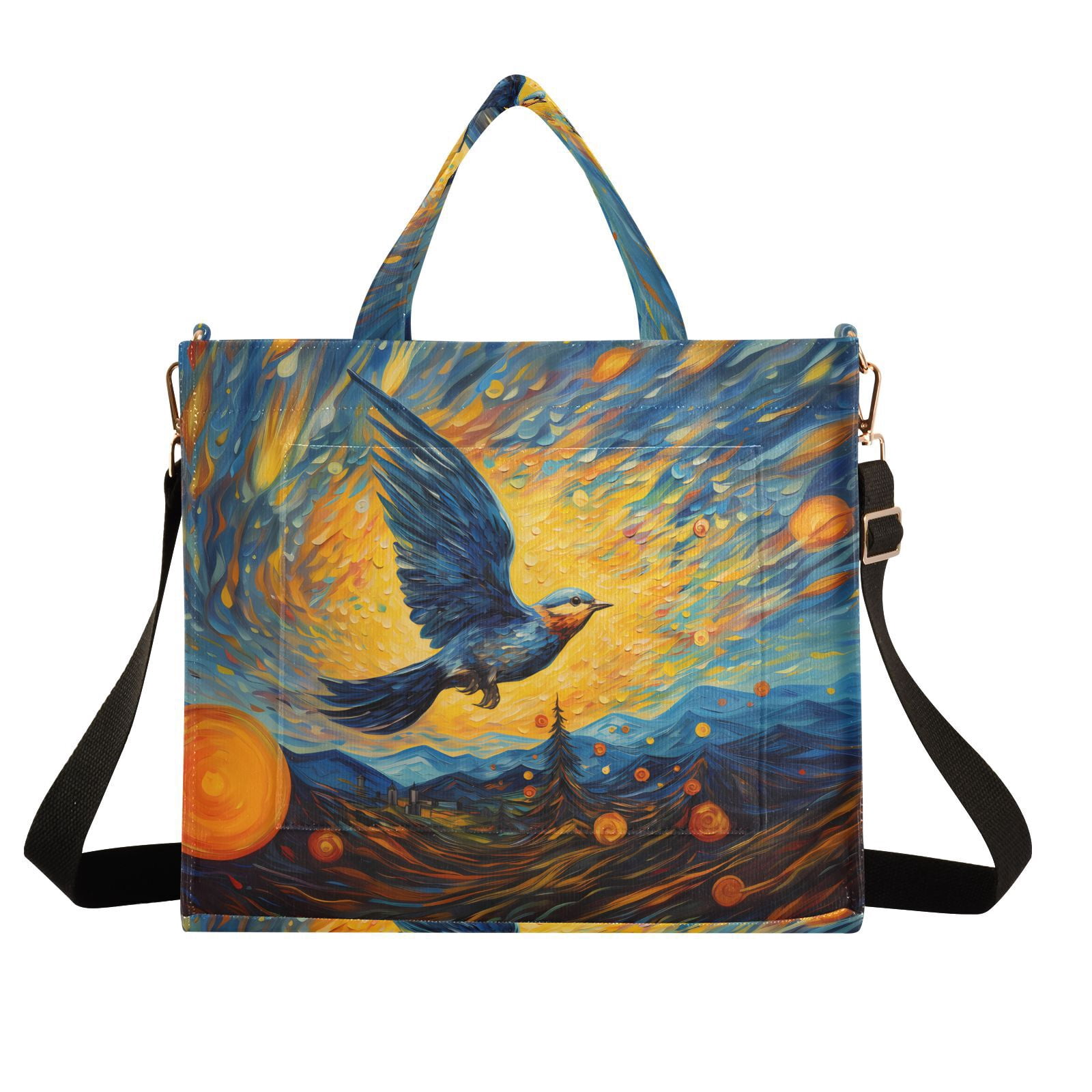 Bird Color Blocks Corduroy Tote Bag Handbag Large Messenger Bag ...