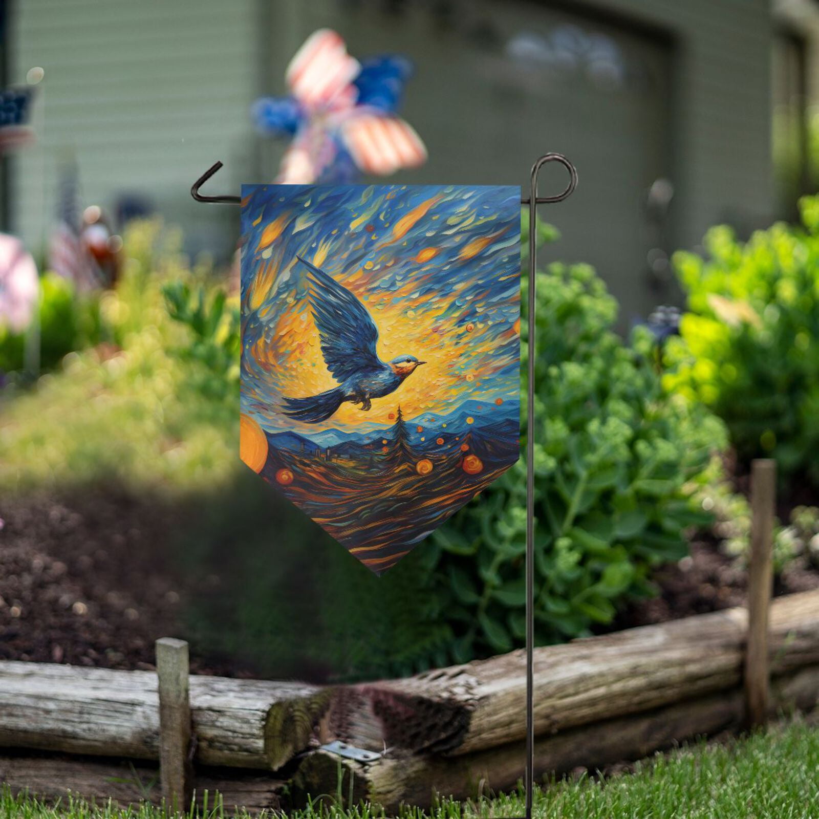 Bird Color Blocks Garden Flag 18" x 12.5" Double Sided Yard Lawn ...