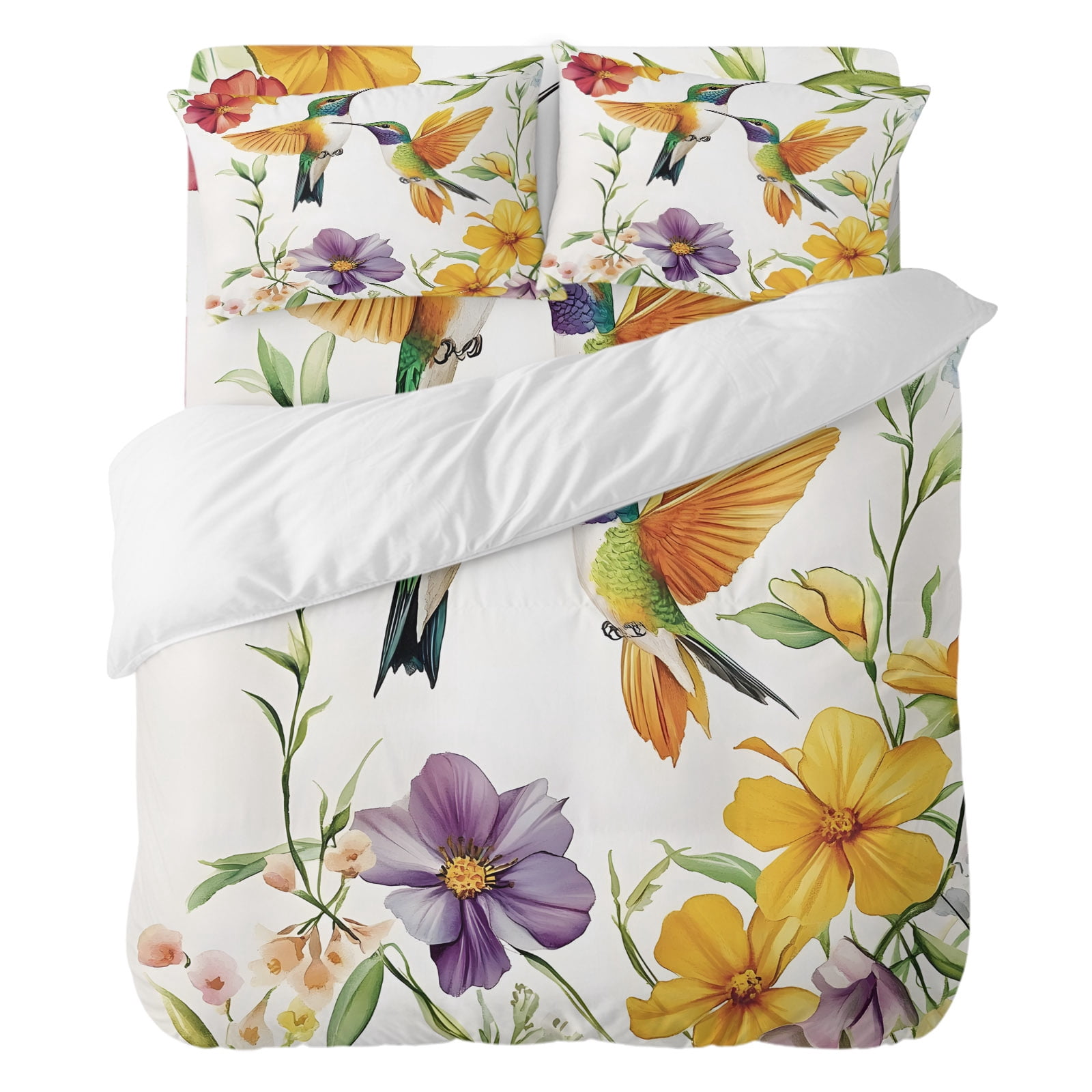 Bird Comforter Set Full Size, Flower Soft Bedding Set for Man Woman, 4 ...