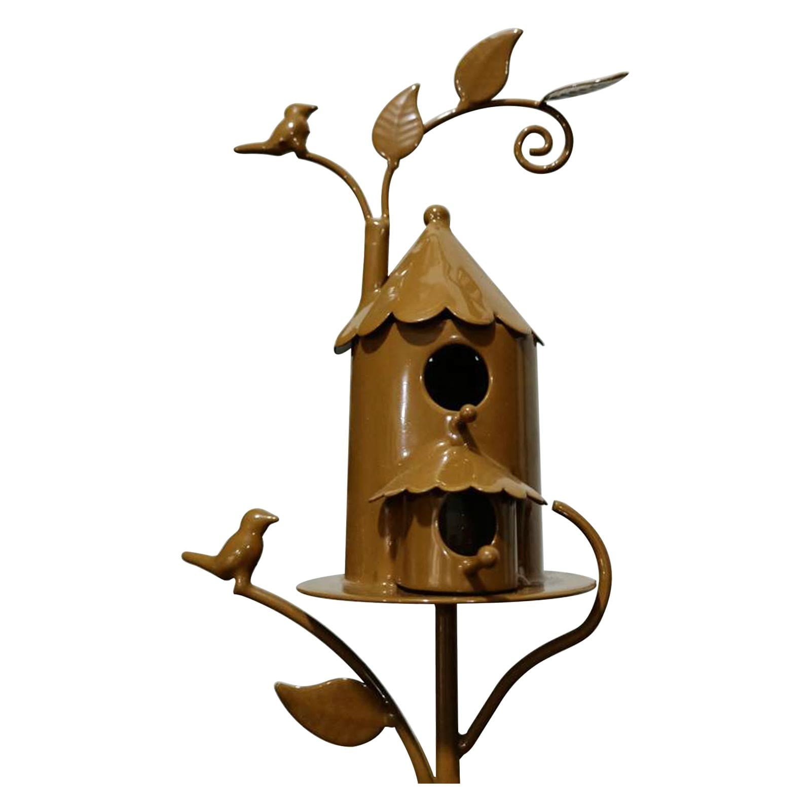 Bird Courtyard Metal Birdhouse on Stake Hanging Bath for outside ...