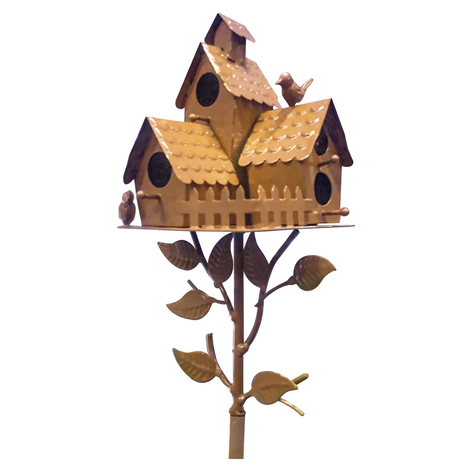Bird Courtyard Metal Birdhouse on Stake Hanging Bath for outside ...