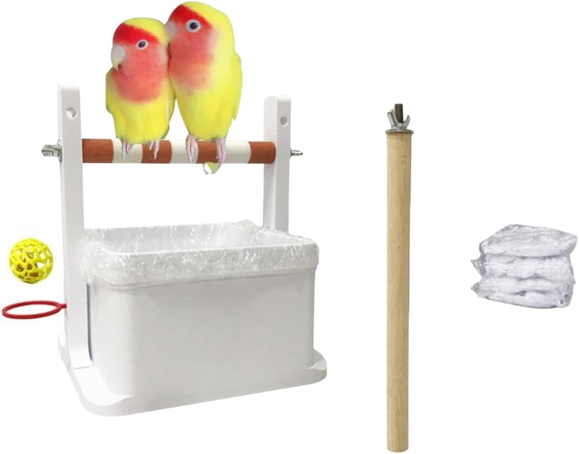 Bird Desktop Training Stand with Replace Perch and Chew Toy, Portable ...
