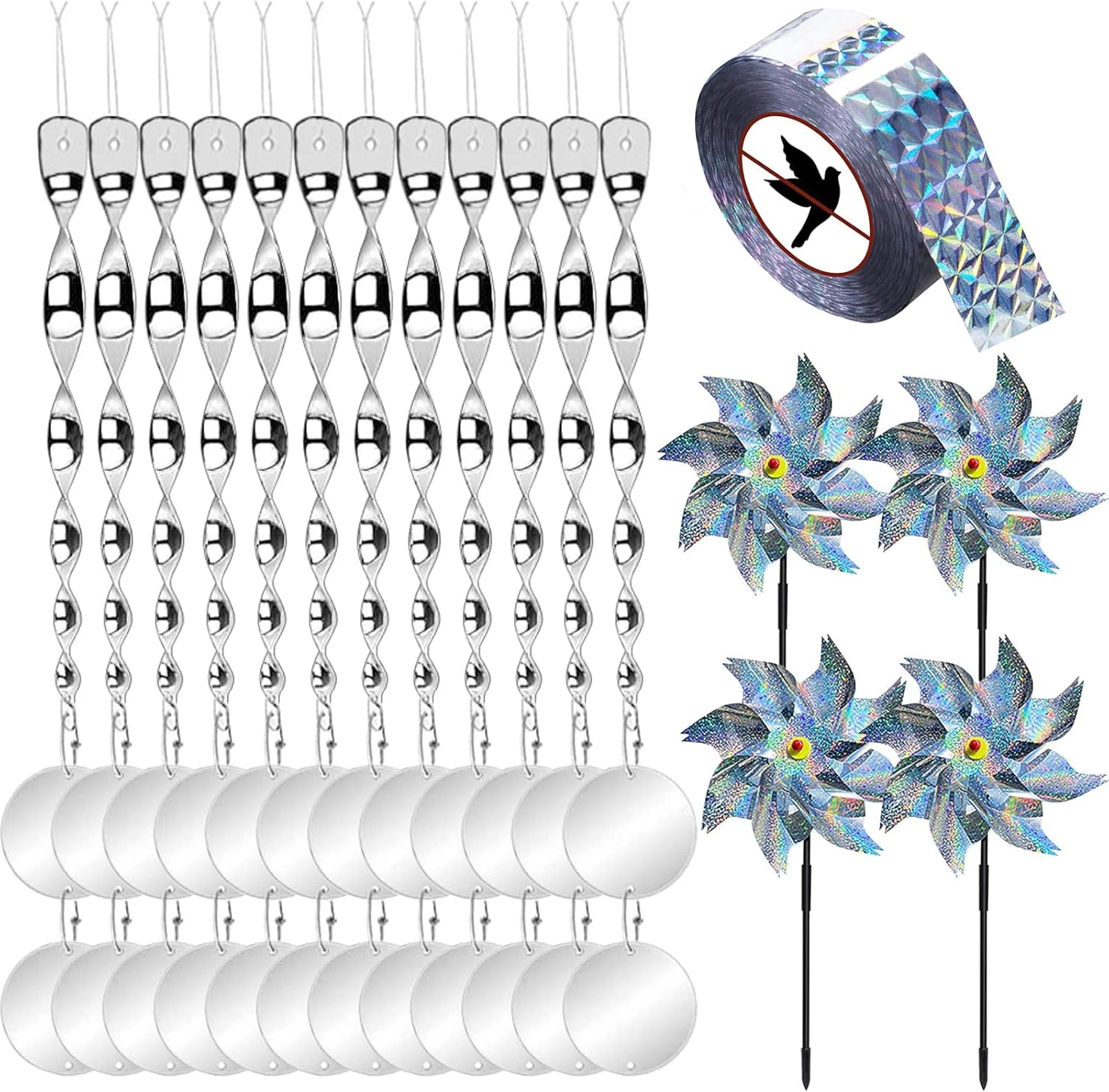 Bird Devices Outdoor Set, Bird Reflective Rods and Tape, Double-Sided ...