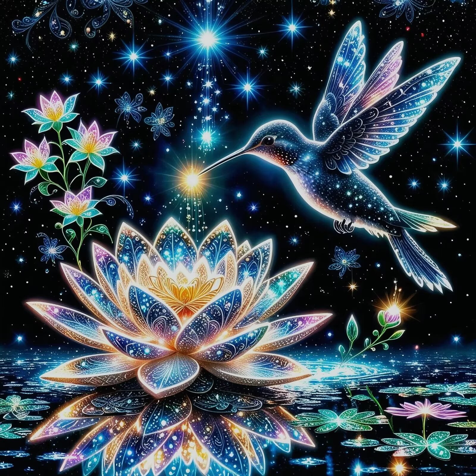 Bird Diamond Art Kits for Adults - 16x16 Inch 5D Full Drill Hummingbird ...