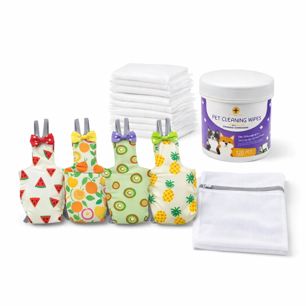Bird Diaper Starter Kit, 4 Pack Reusable Parrot Diapers with 60 ...