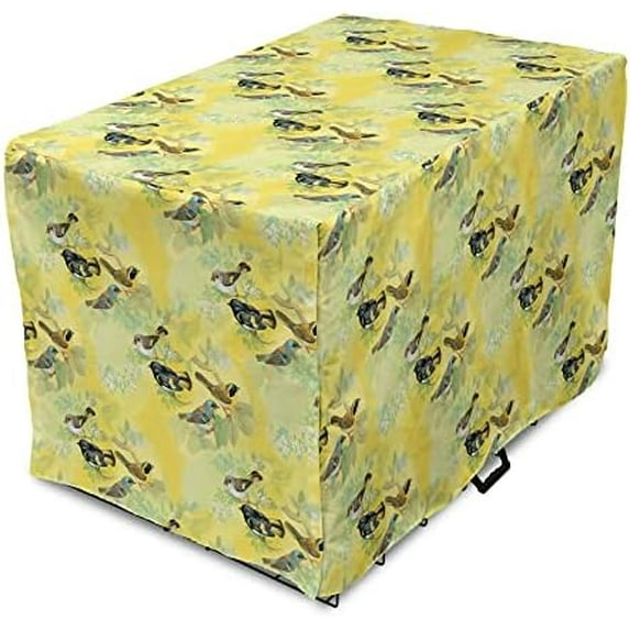 Bird Dog Crate Cover, Little Birds on Spring Branches in Watercolor ...