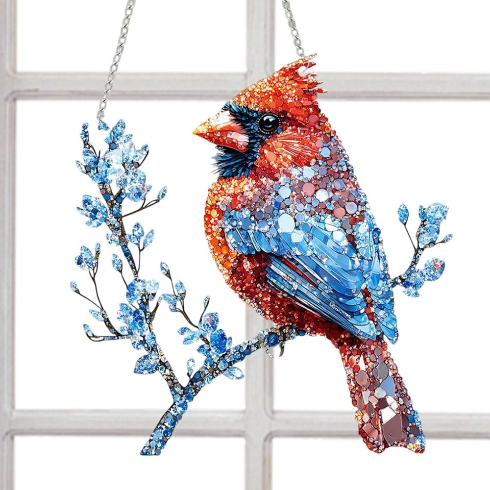 Bird Door Decor Colorful Bird Dangle Ornament with Chain 2D Acrylic ...