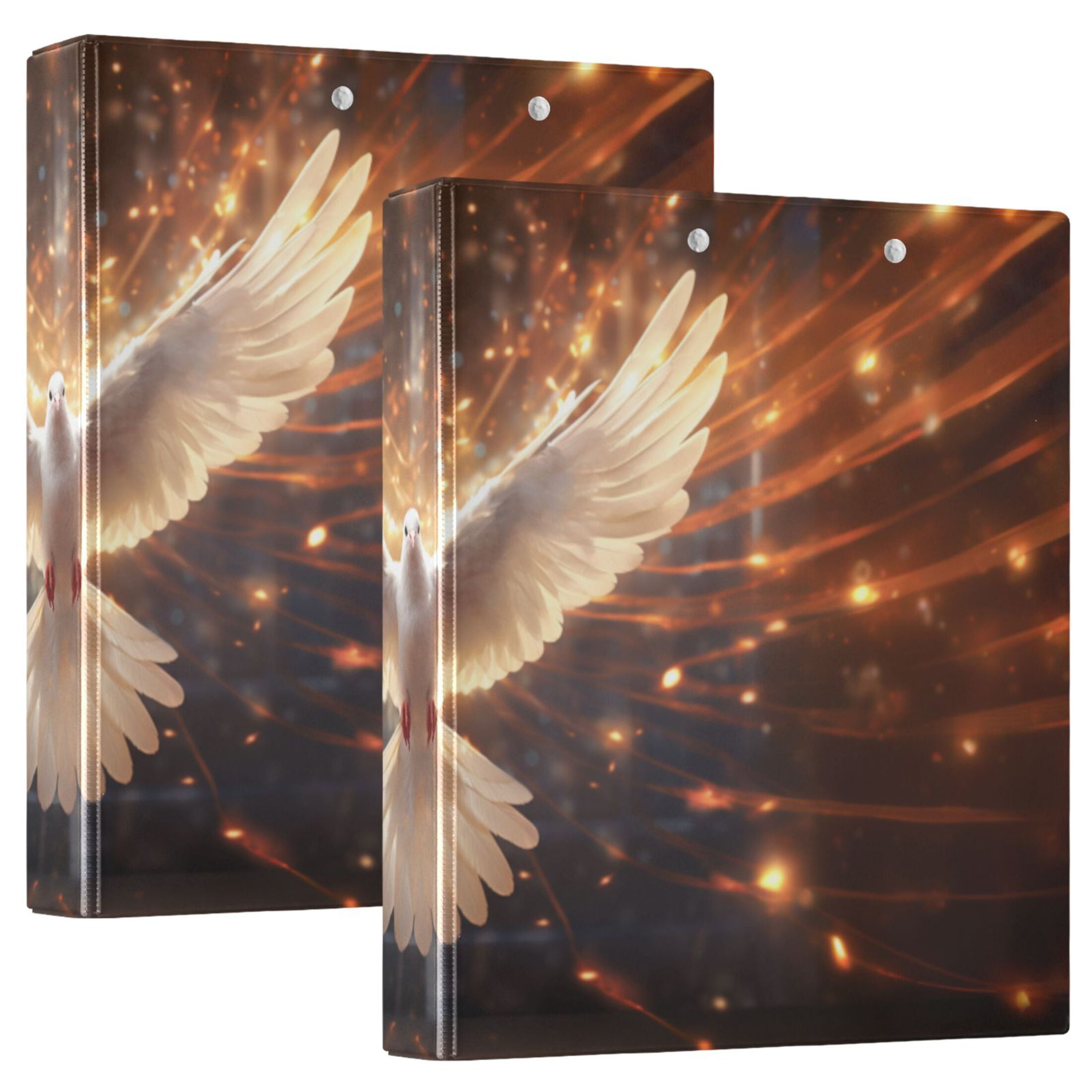 Bird Dove White 3 Ring Binders 1.5 inch Hardcover File Folders with Interior Pockets A4 Size ...