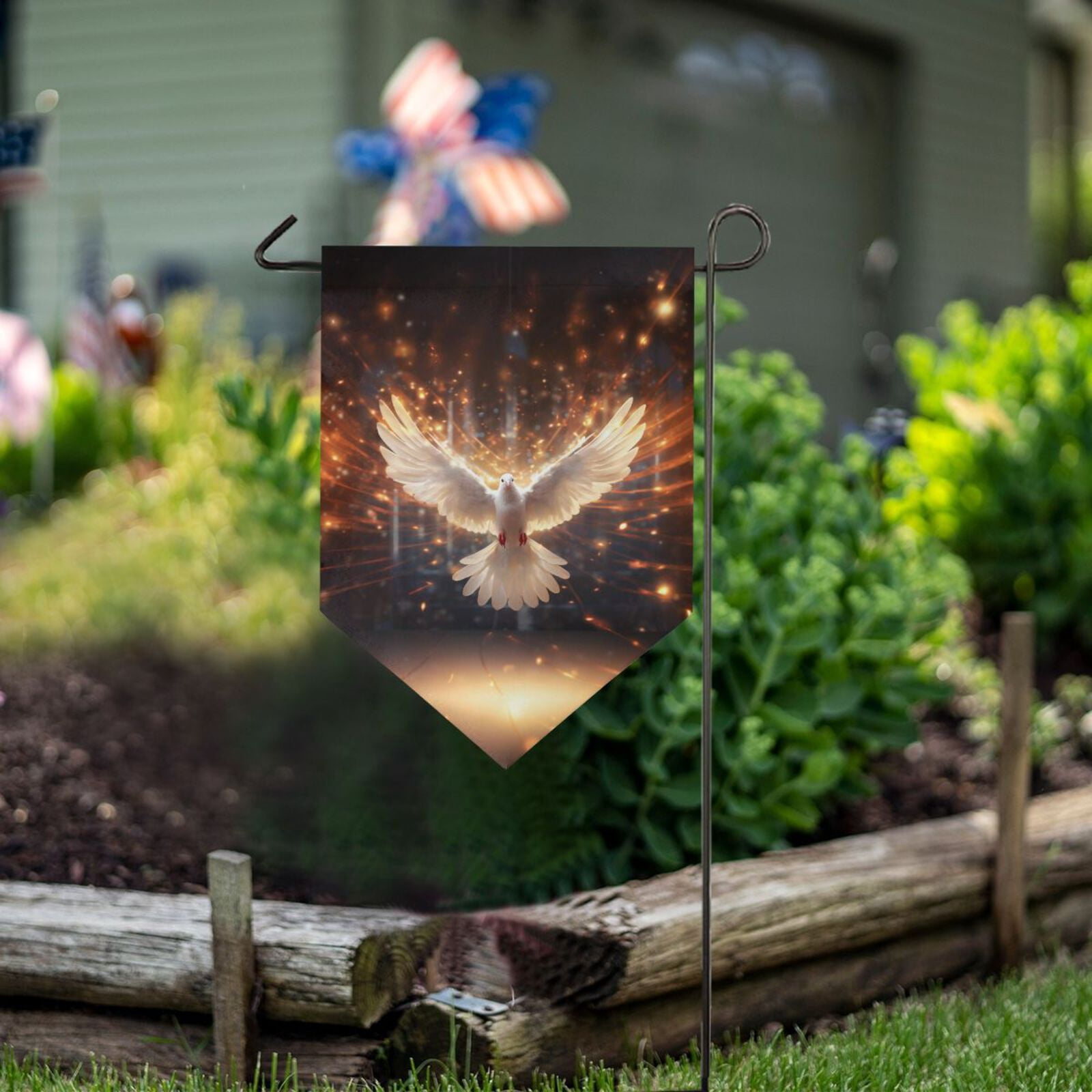 Bird Dove White Garden Flag 18" x 12.5" Double Sided Yard Lawn Outdoor ...