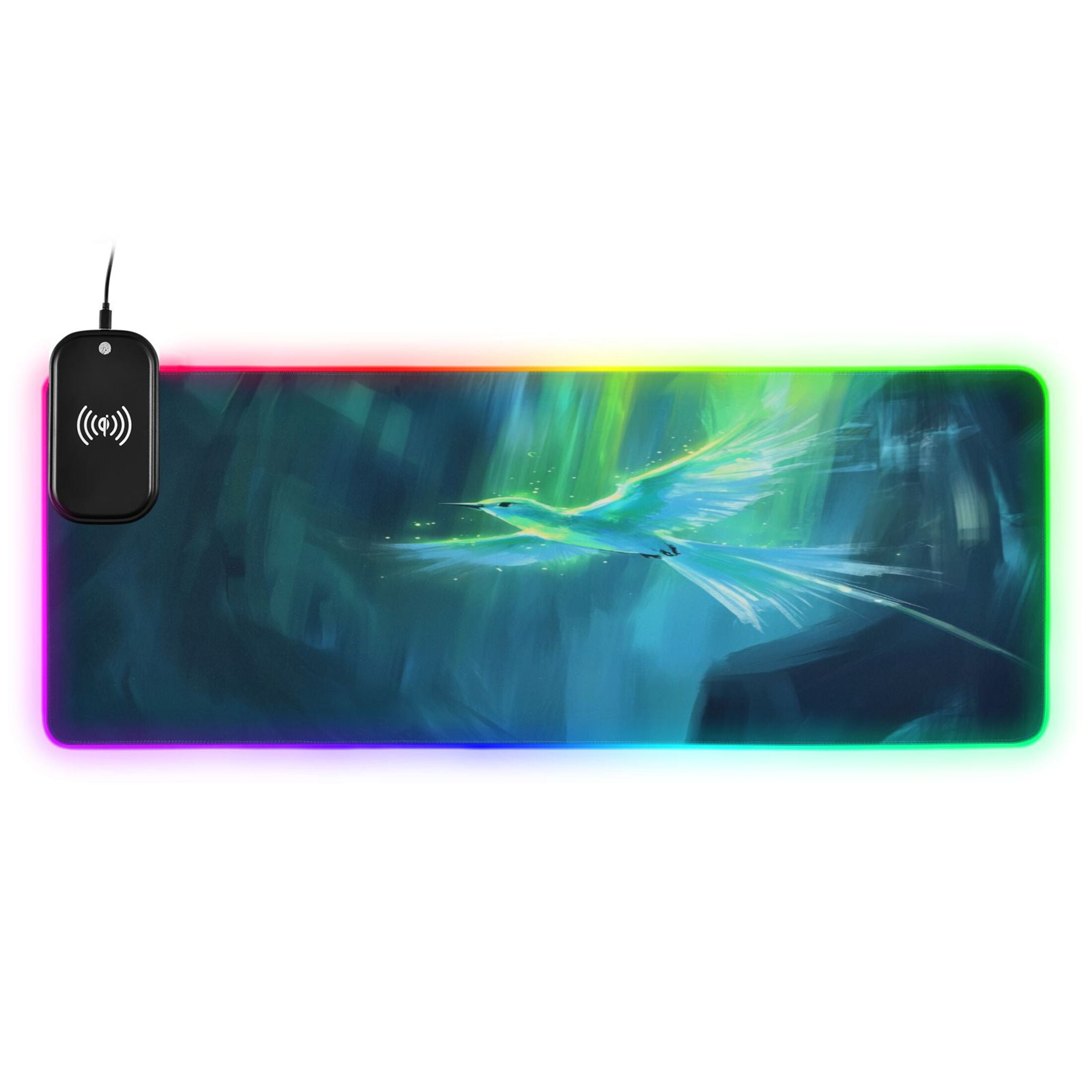 Bird Drawing Glowing Extended Large Gaming Mouse Pad 35.4x15.7in with ...
