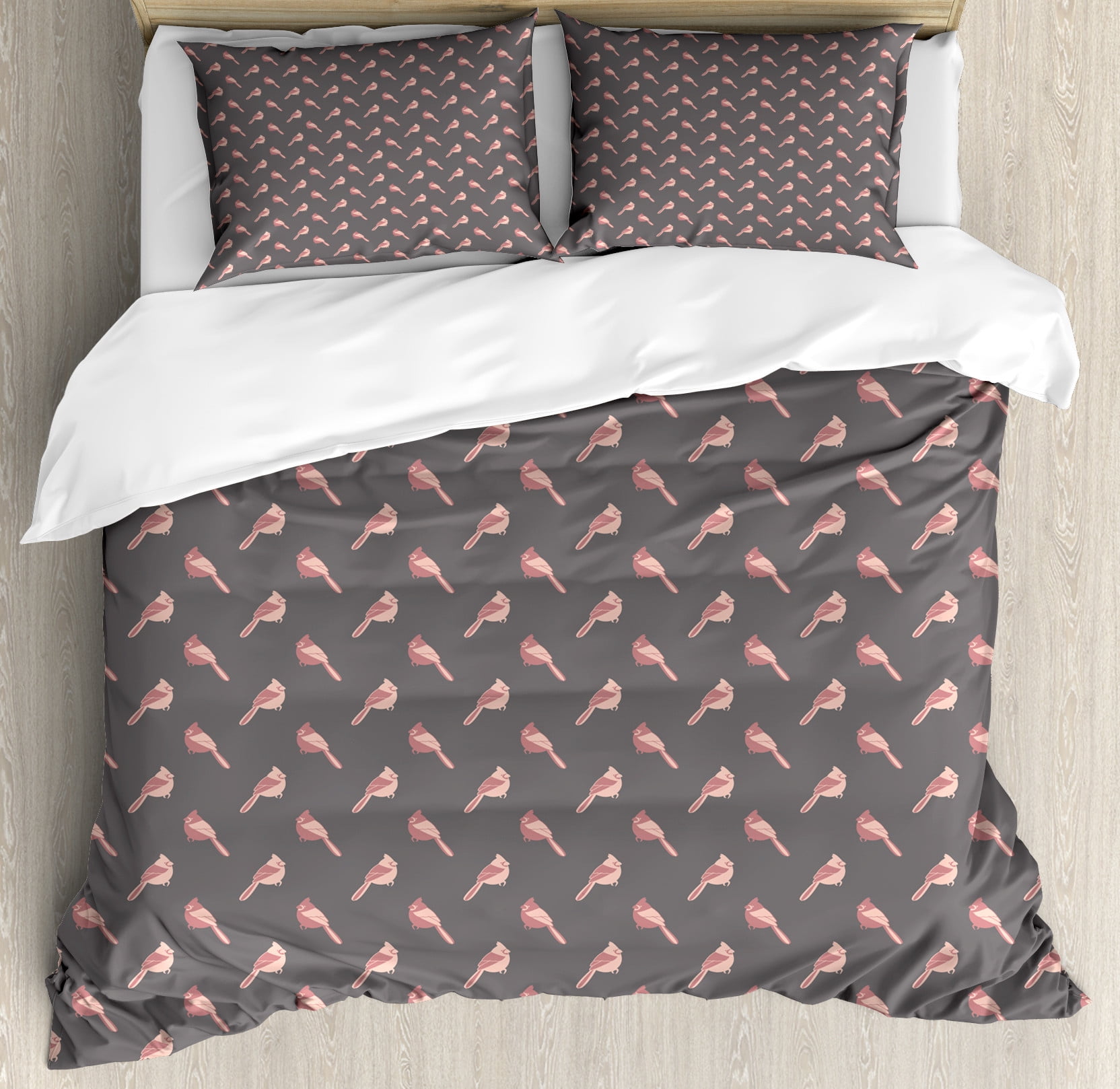 Bird Duvet Cover Set, Repetitive Crested Fly Friend Simple Cartoon ...