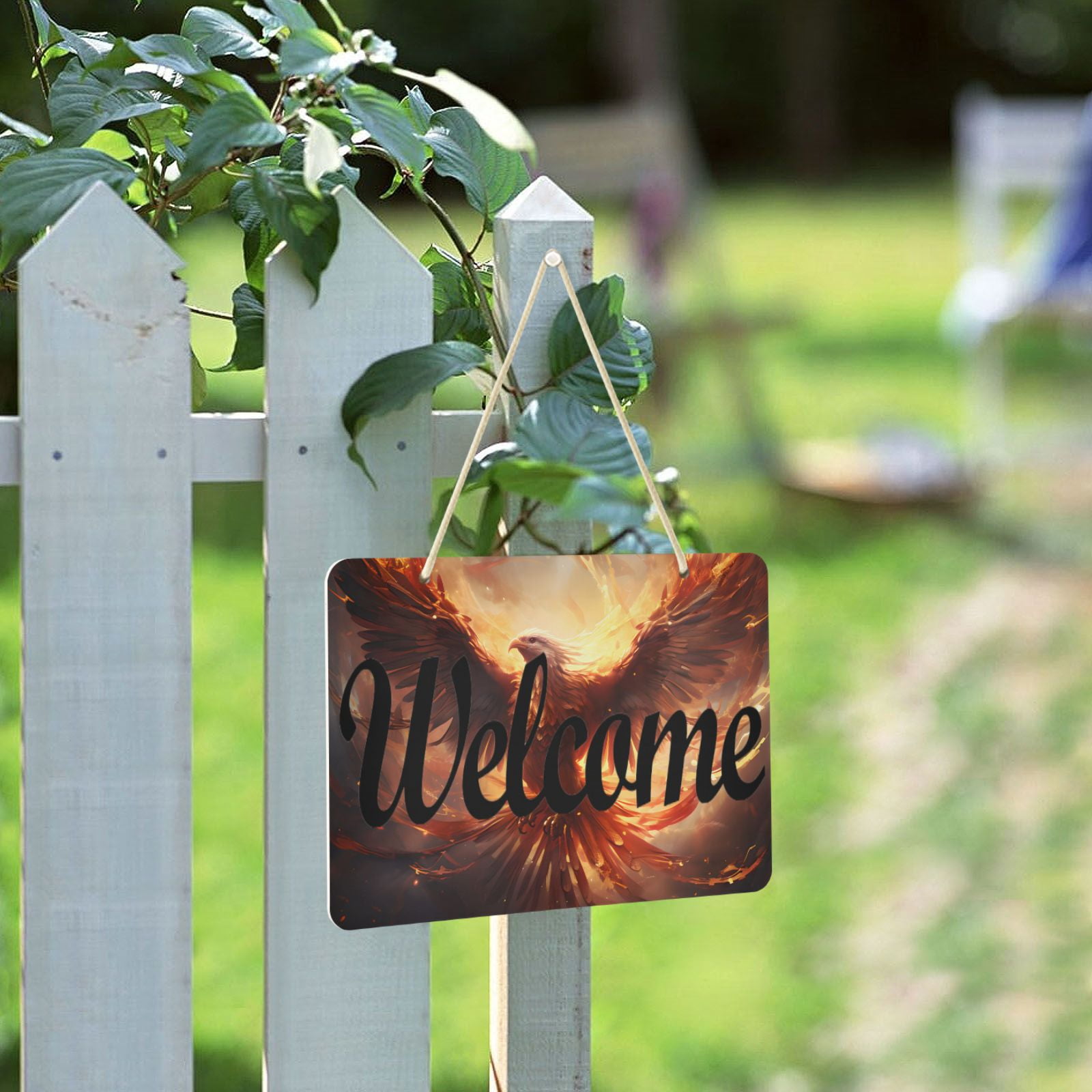 Bird Eagle Phoenix Fire Welcome Sign for Front Door Porch Wreath Door ...