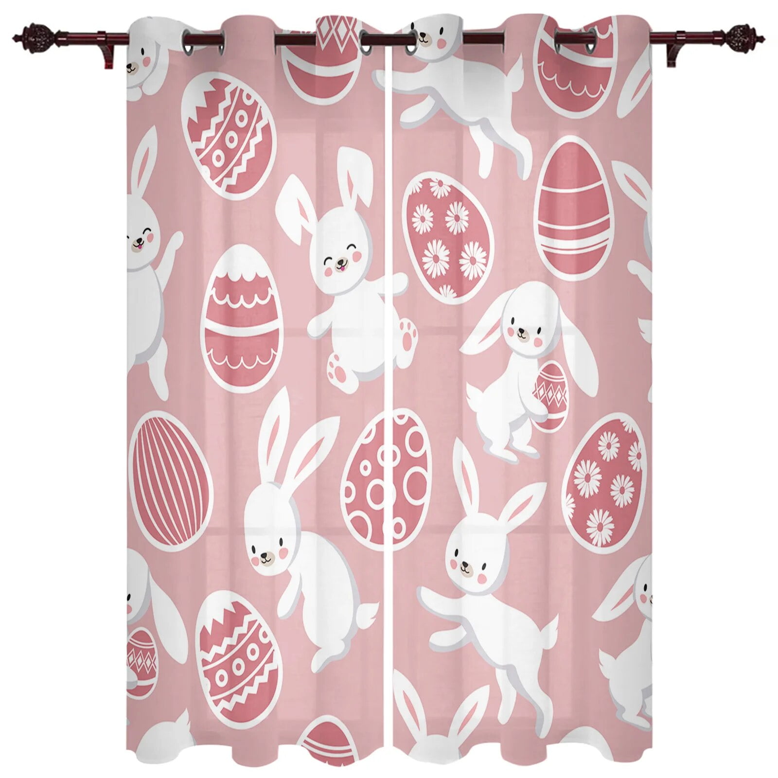 Bird Easter Eggs Plant Leaves Flowers Modern Hall Curtains for Living ...