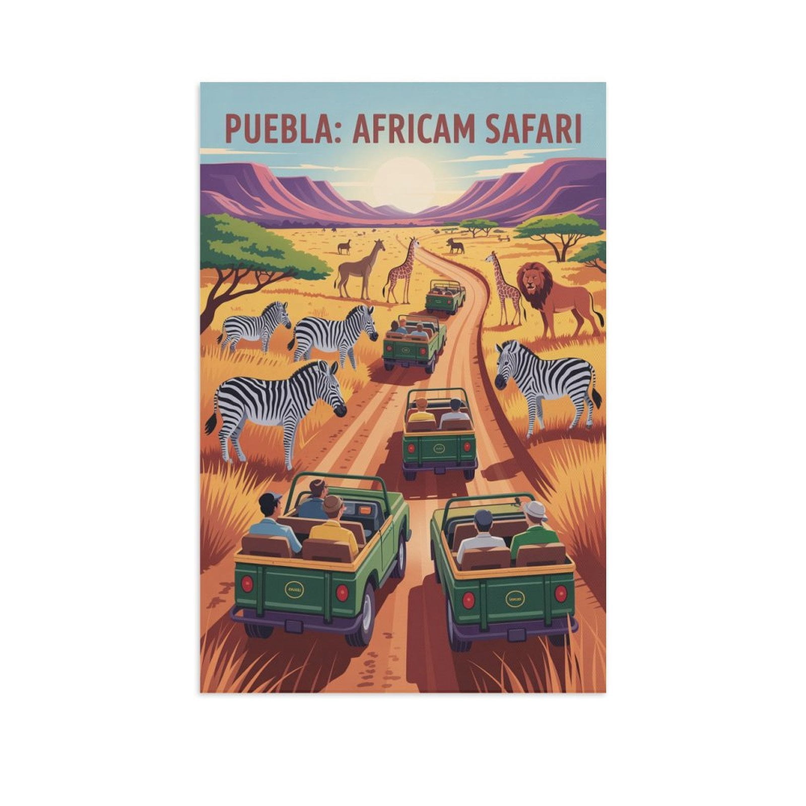 Bird Eye View Wall Art Africam Safari Puebla Mexico Vintage Travel ...