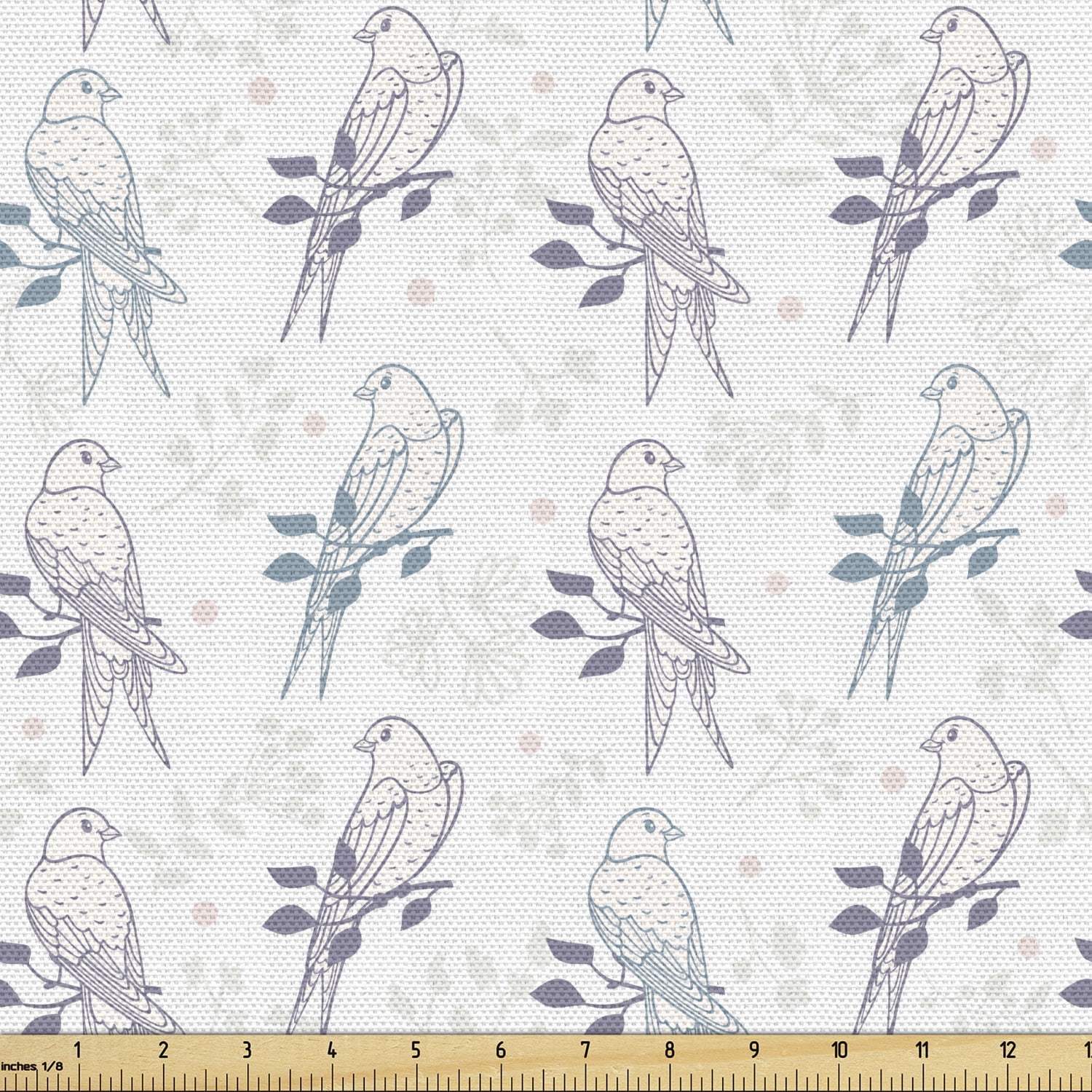 Ambesonne Bird Fabric by the Yard Upholstery, Swallow Birds on Branch ...