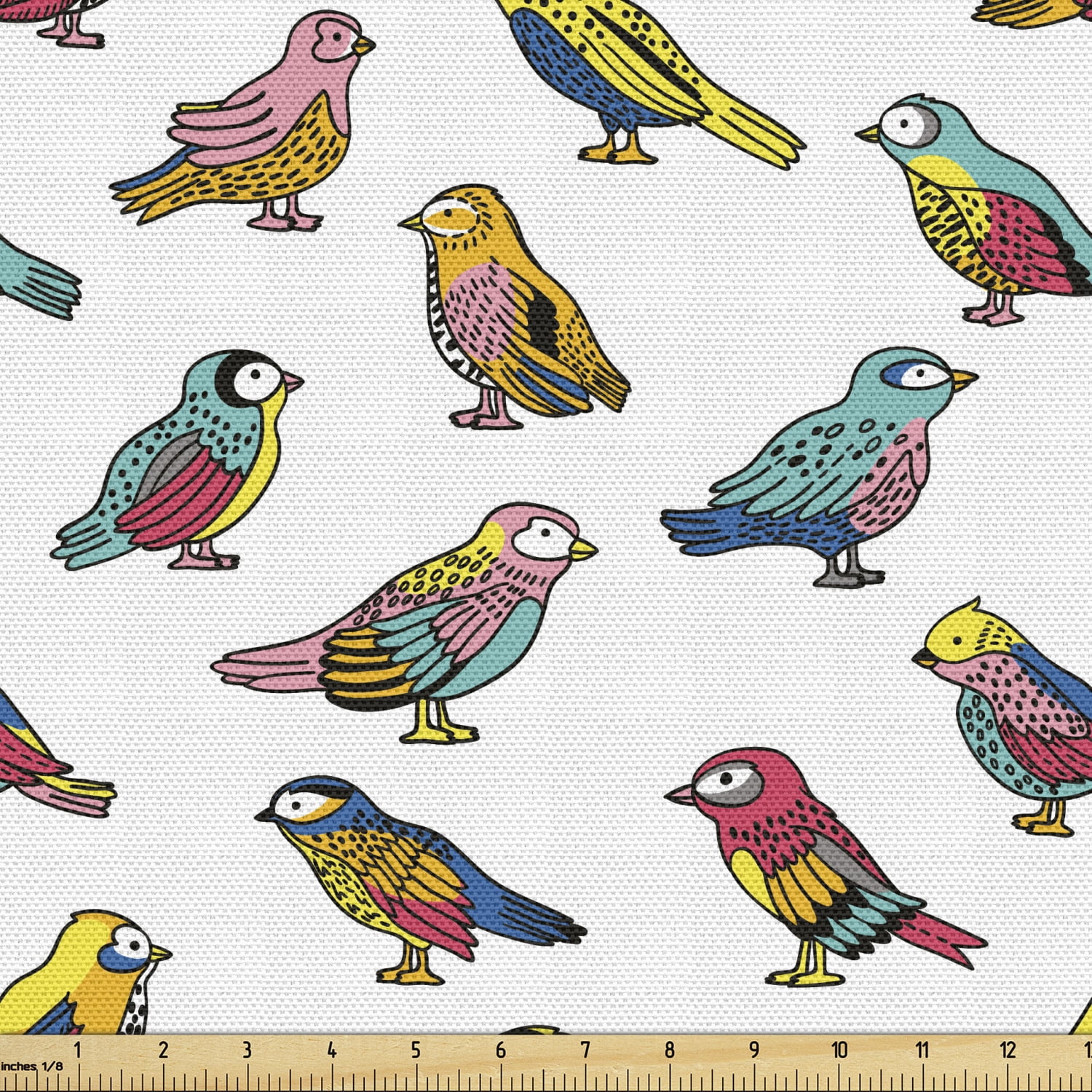 Bird Fabric by the Yard, Tropical Finches Flying Mammals in Exotic ...