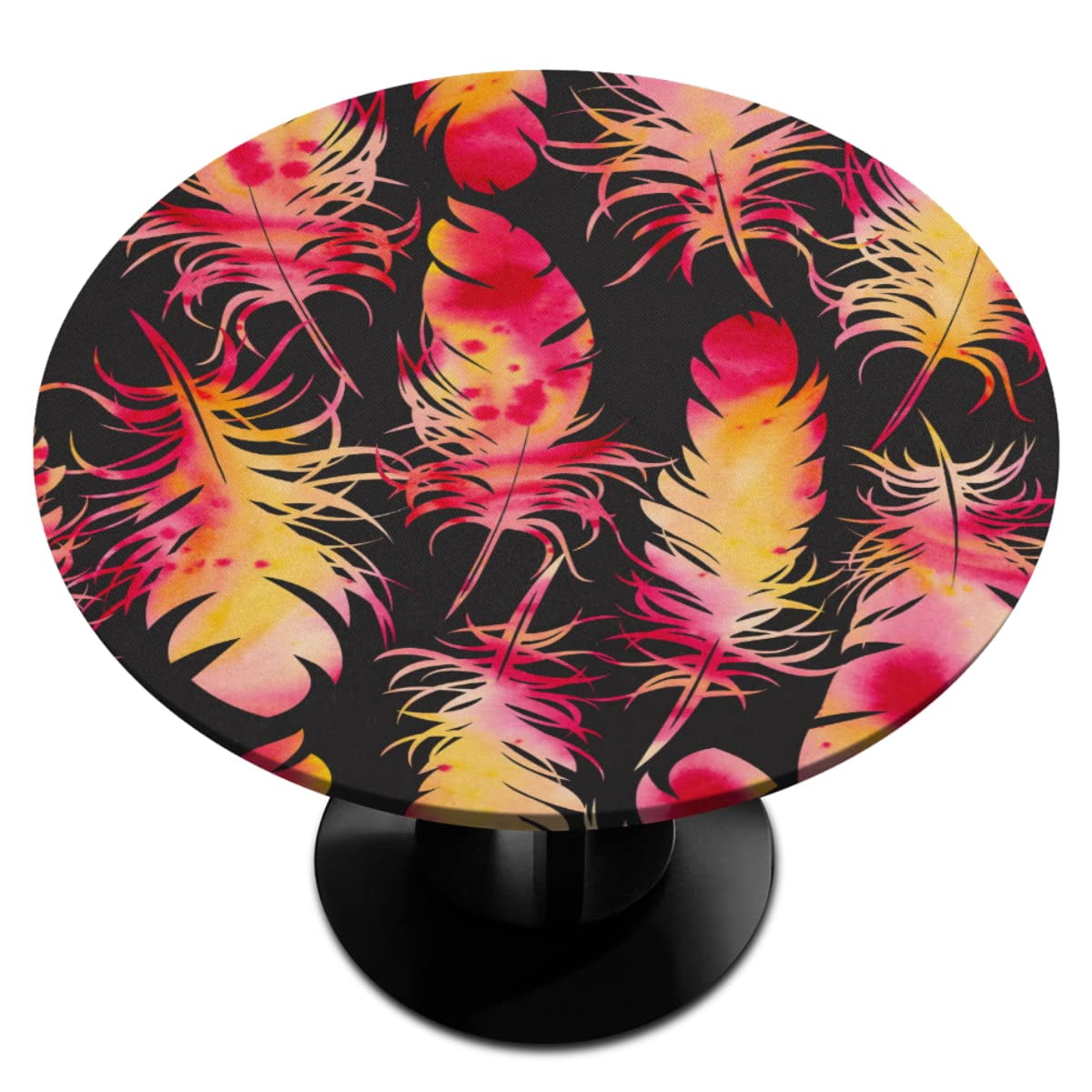 Bird Feather Round Fitted Tablecloth with Elastic Edged Waterproof ...