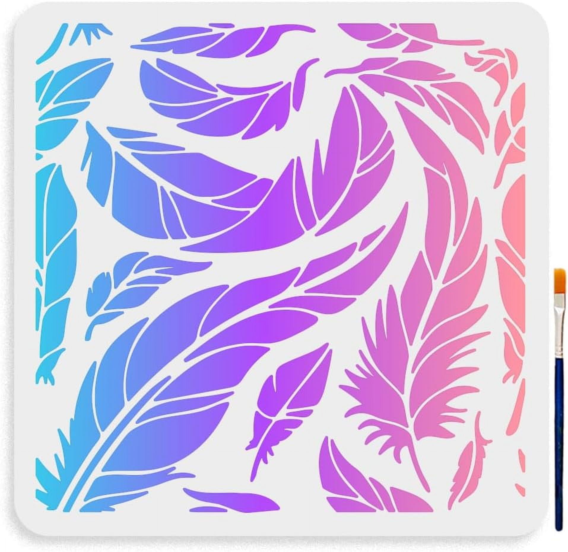 Bird Feather Stencil 11.8×11.8inch Large Feather Drawing Template with ...