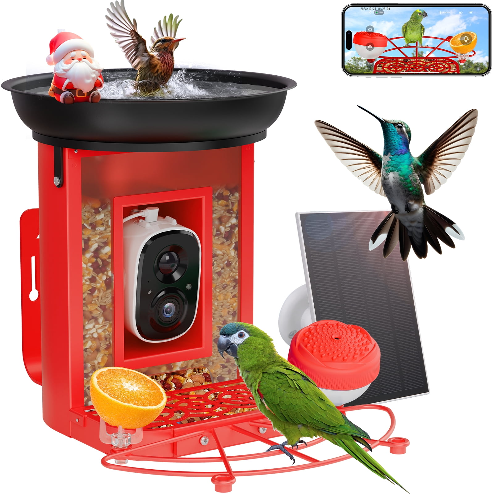 Bird Feeder with Camera, 2K Bird Camera with 3-in-1 Feeding, Drinking ...