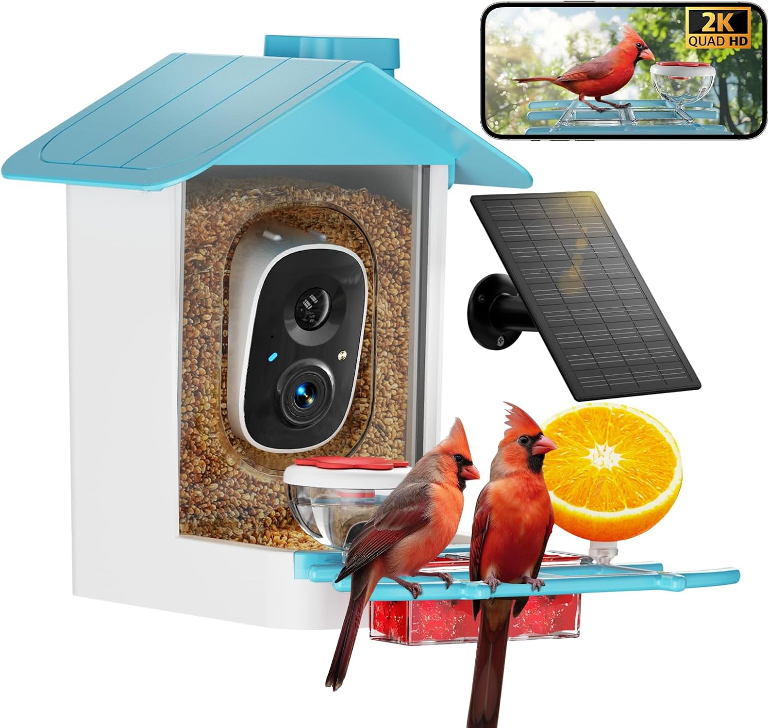 Bird Feeder with Camera 2K HD AI Smart Identify BirdSpecies Solar Panel ...