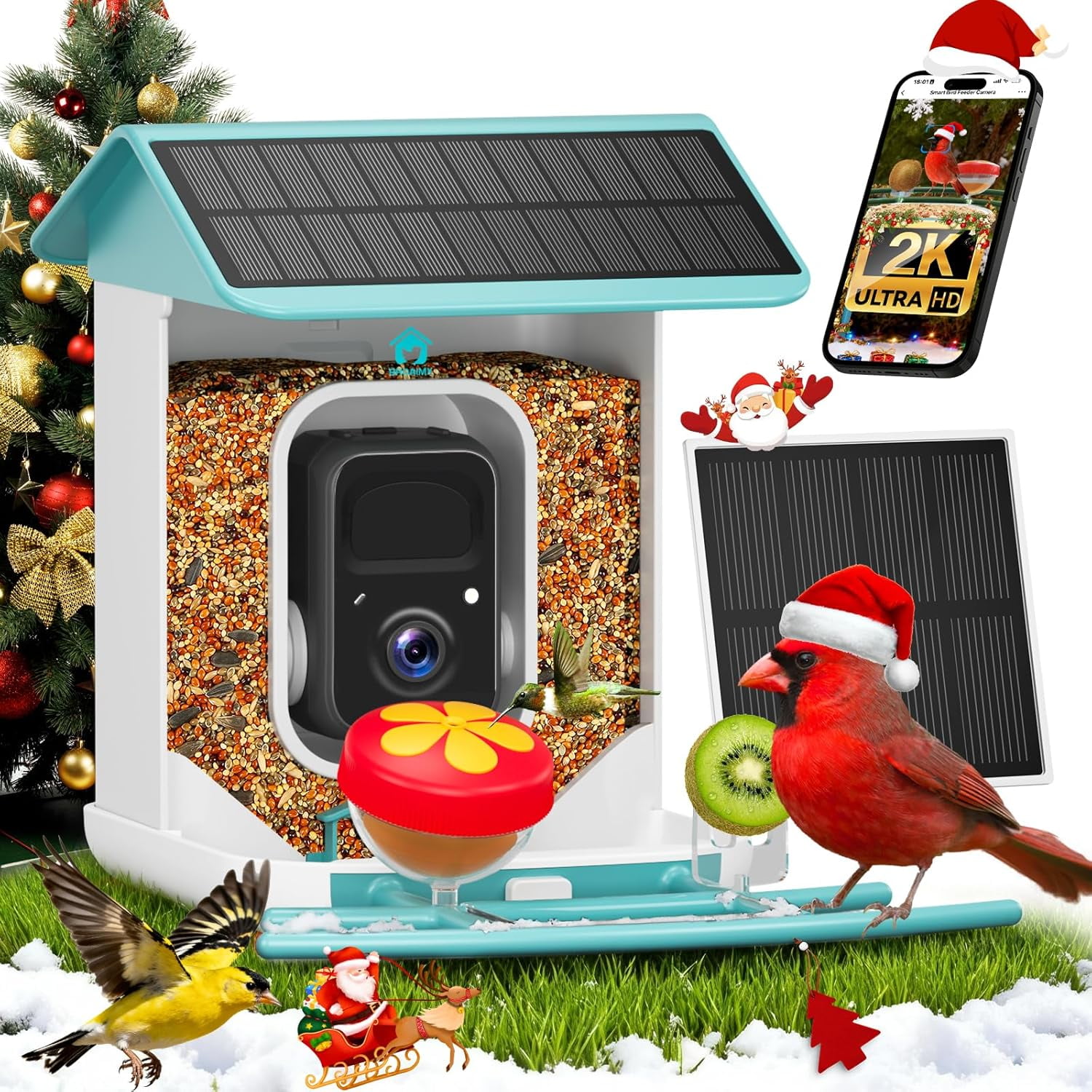 Bird Feeder with Camera-2K HD & Full Color Night Vision, Free AI ...