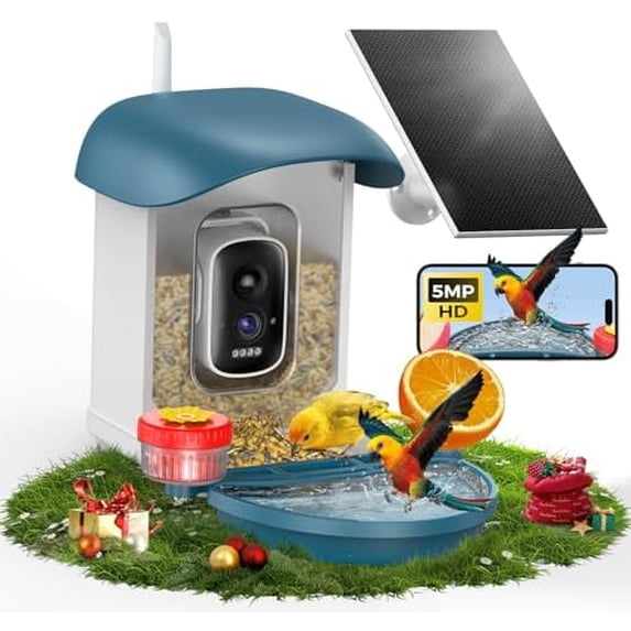 Bird Feeder with Camera 5MP Live Video, Solar Powered Smart AI Identify ...
