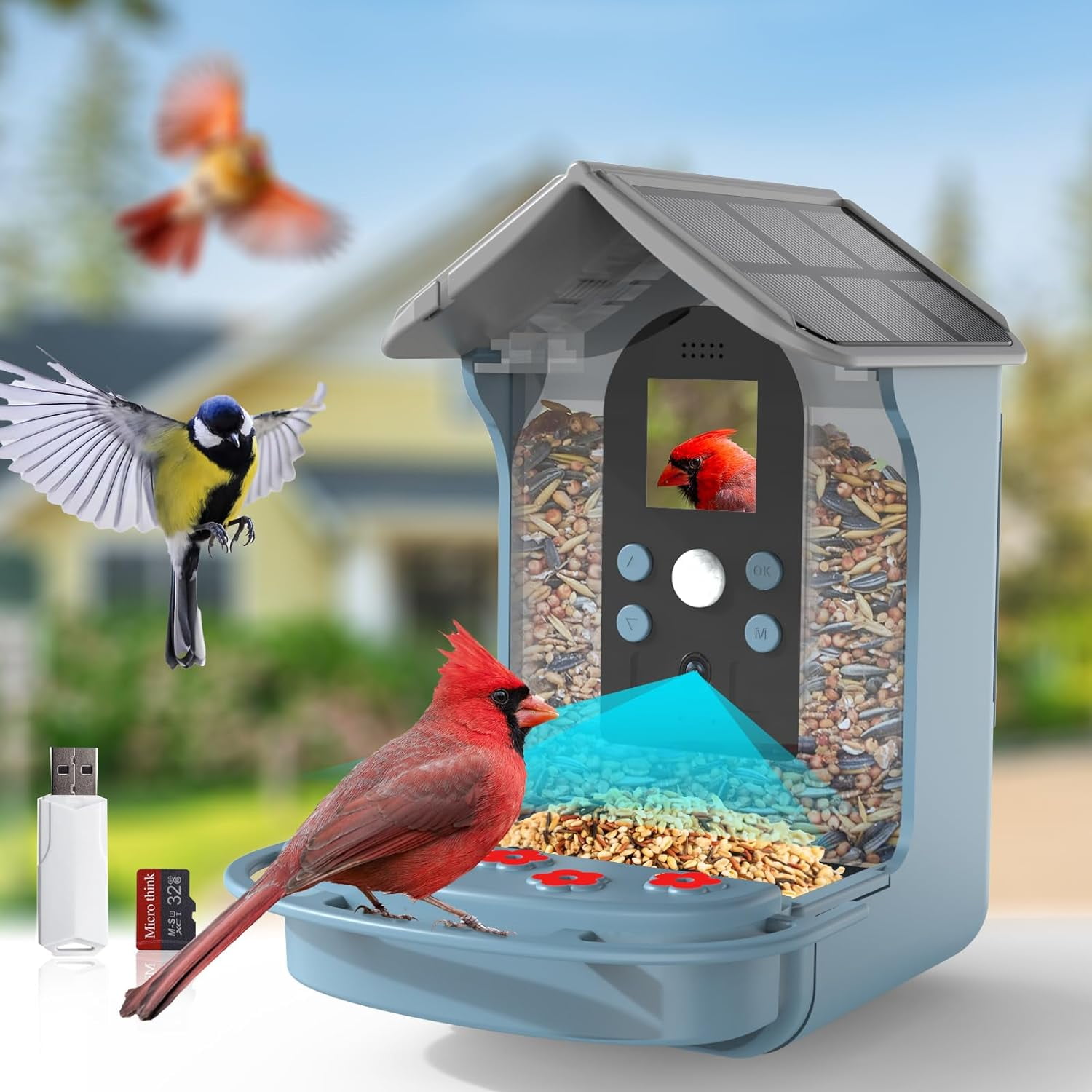 Bird Feeder with Camera Solar Powered,1080P HD Smart Bird Feeder Camera ...