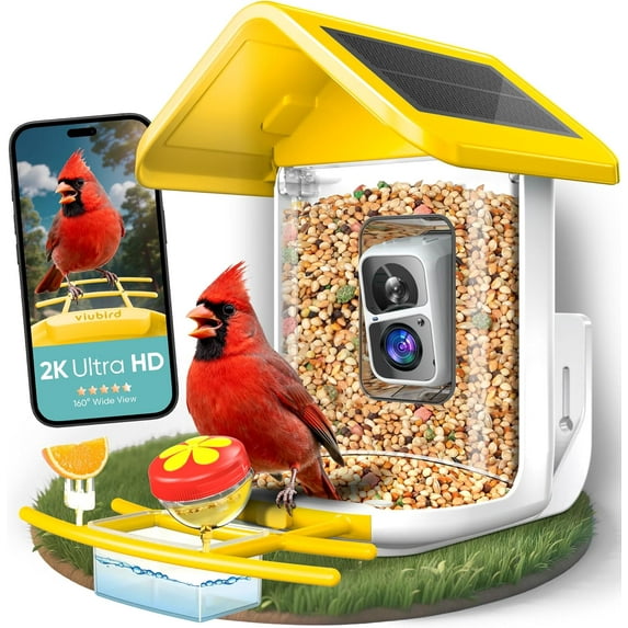 Bird Feeder with Camera Solar Powered - Smart Bird Feeder Camera 2K HD ...