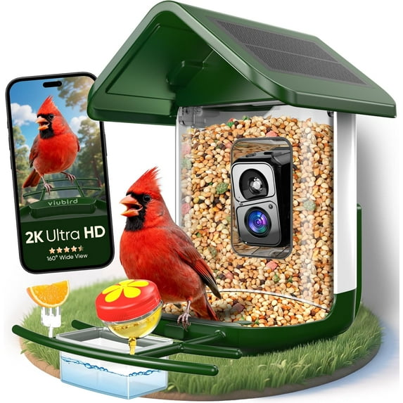 Bird Feeder with Camera Solar Powered - Smart Bird Feeder Camera 2K HD ...