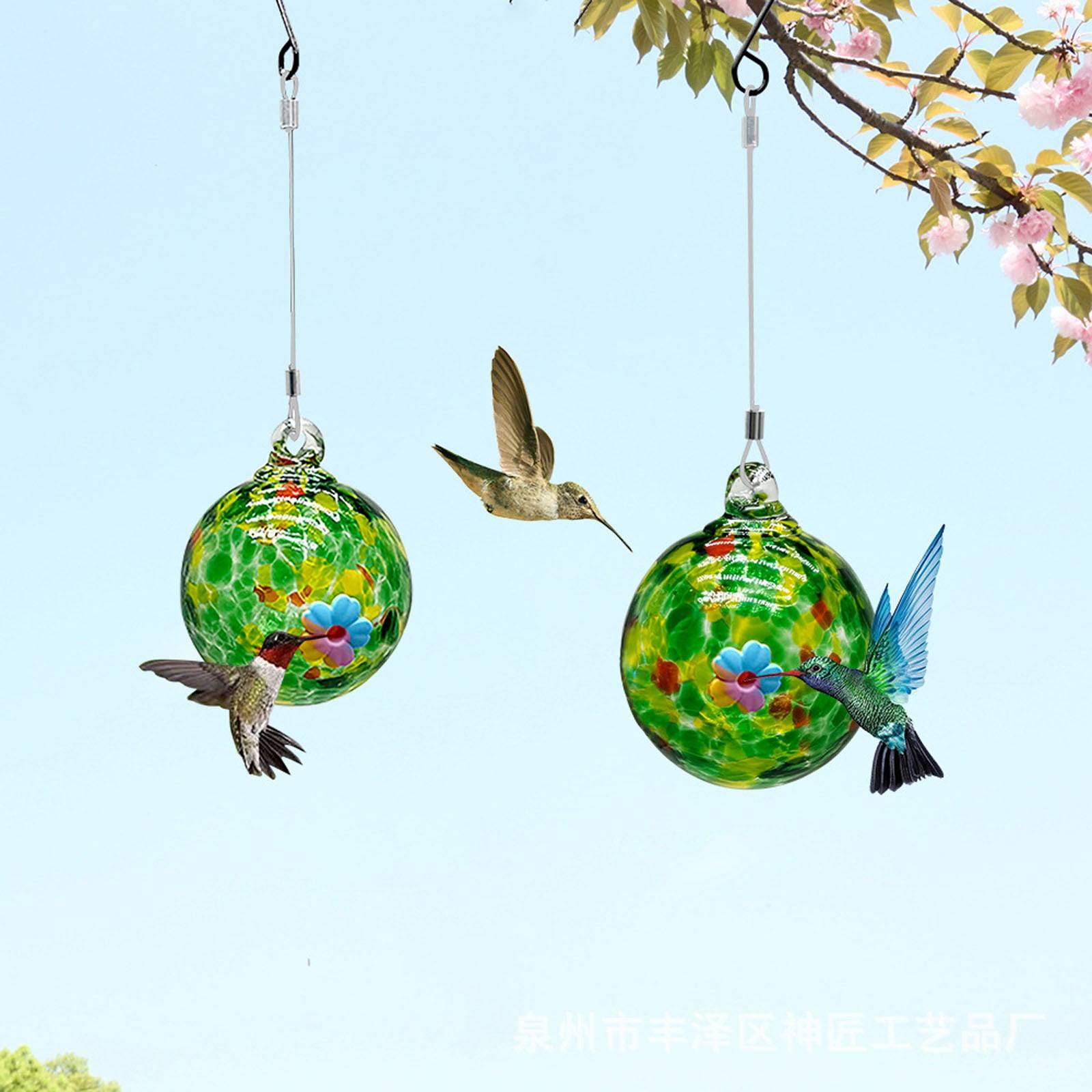 Bird Feeder - Hanging Bird Feeder - Colorful Glass Wind Chime Water ...