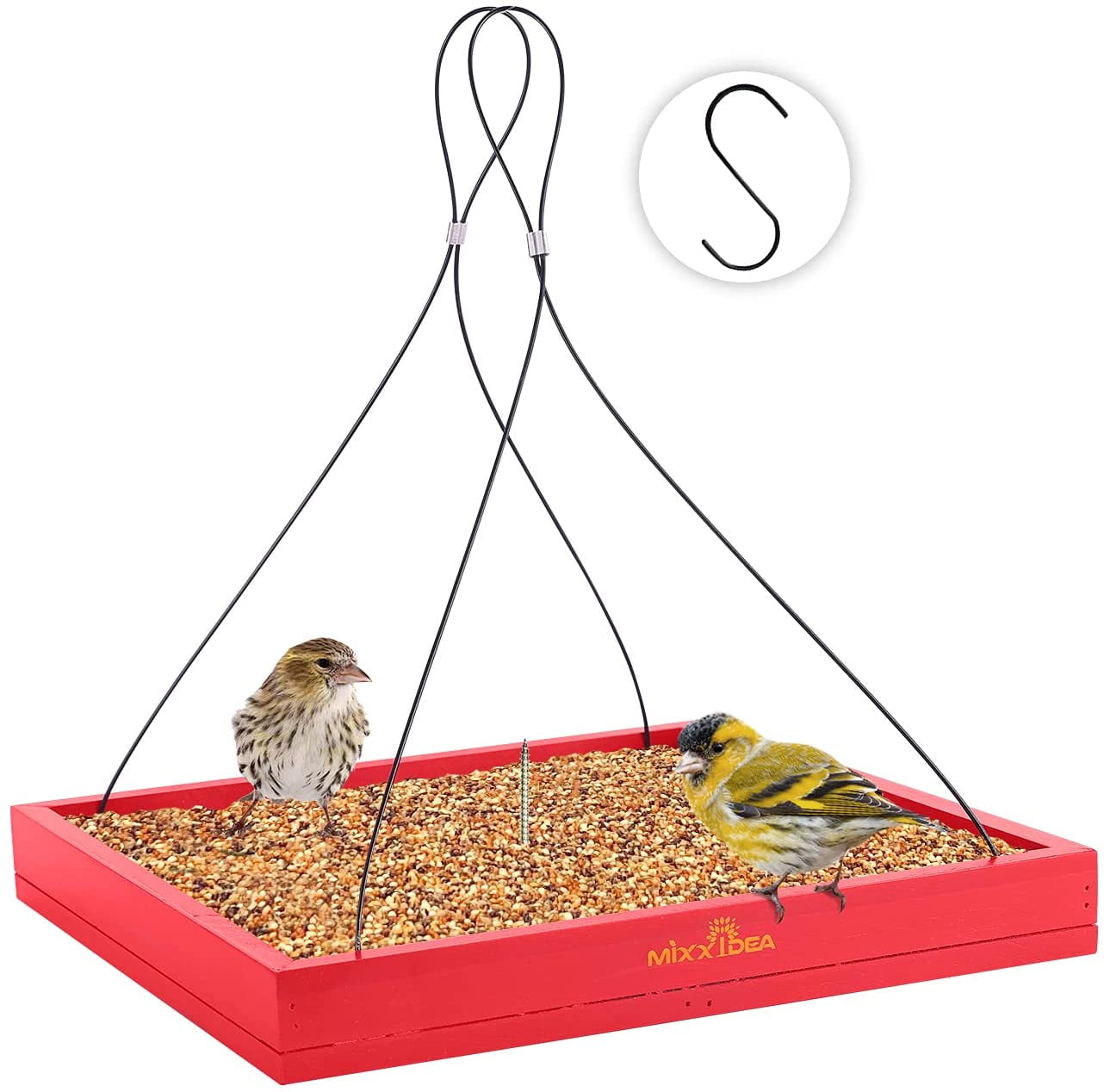 Outdoor Wooden Hummingbird Feeder, Seed Hanging Tray, Garden Yard Decor ...