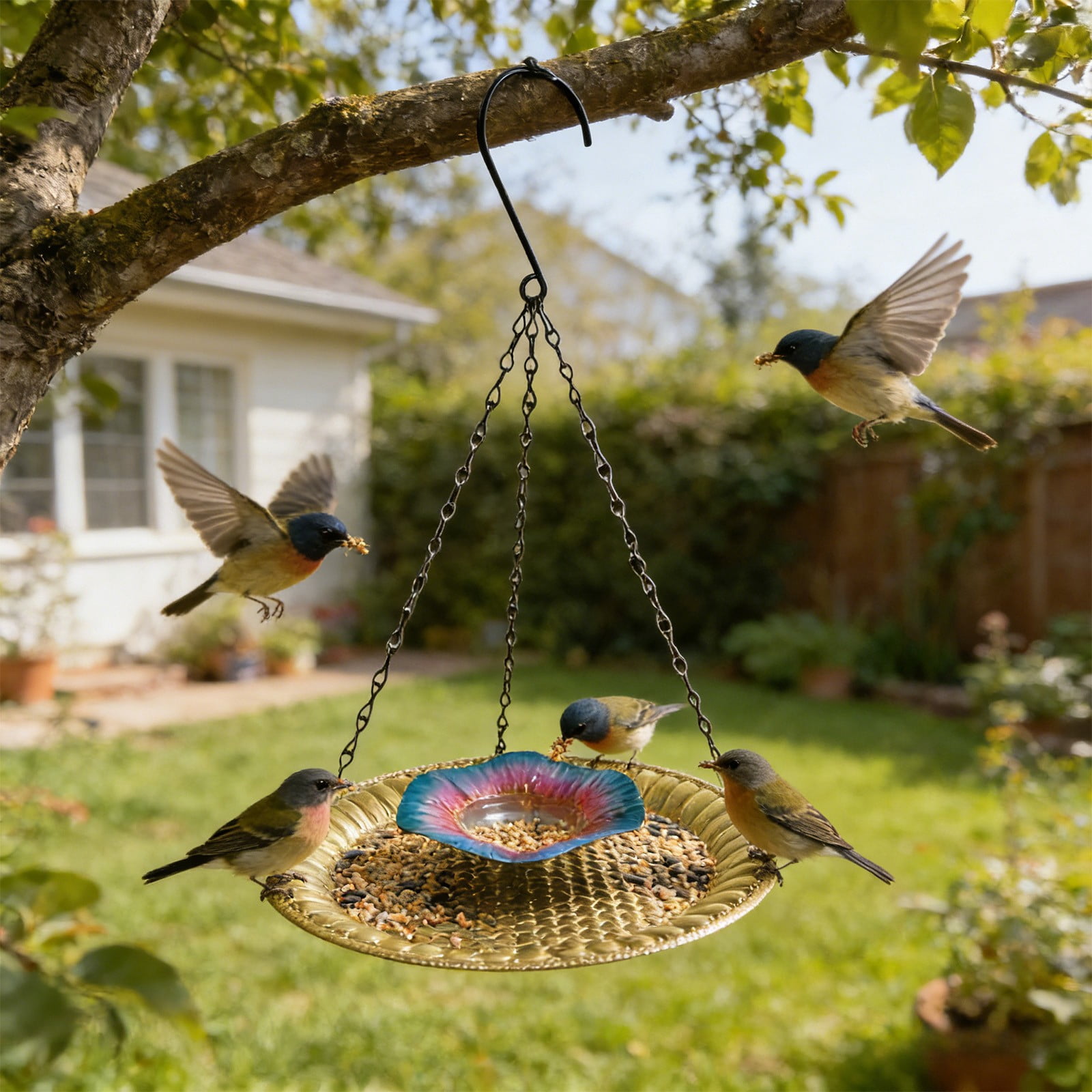 Bird Feeder Iron Hanging Bird Feeder Creatives Garden Decoration Or ...