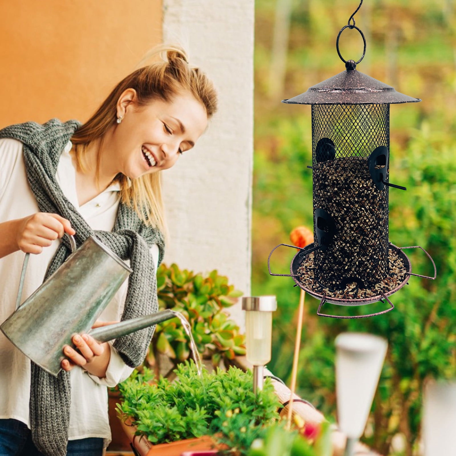 Bird Feeder,Metal Mesh Bird Feeders for Outdoors Hanging, Protection ...