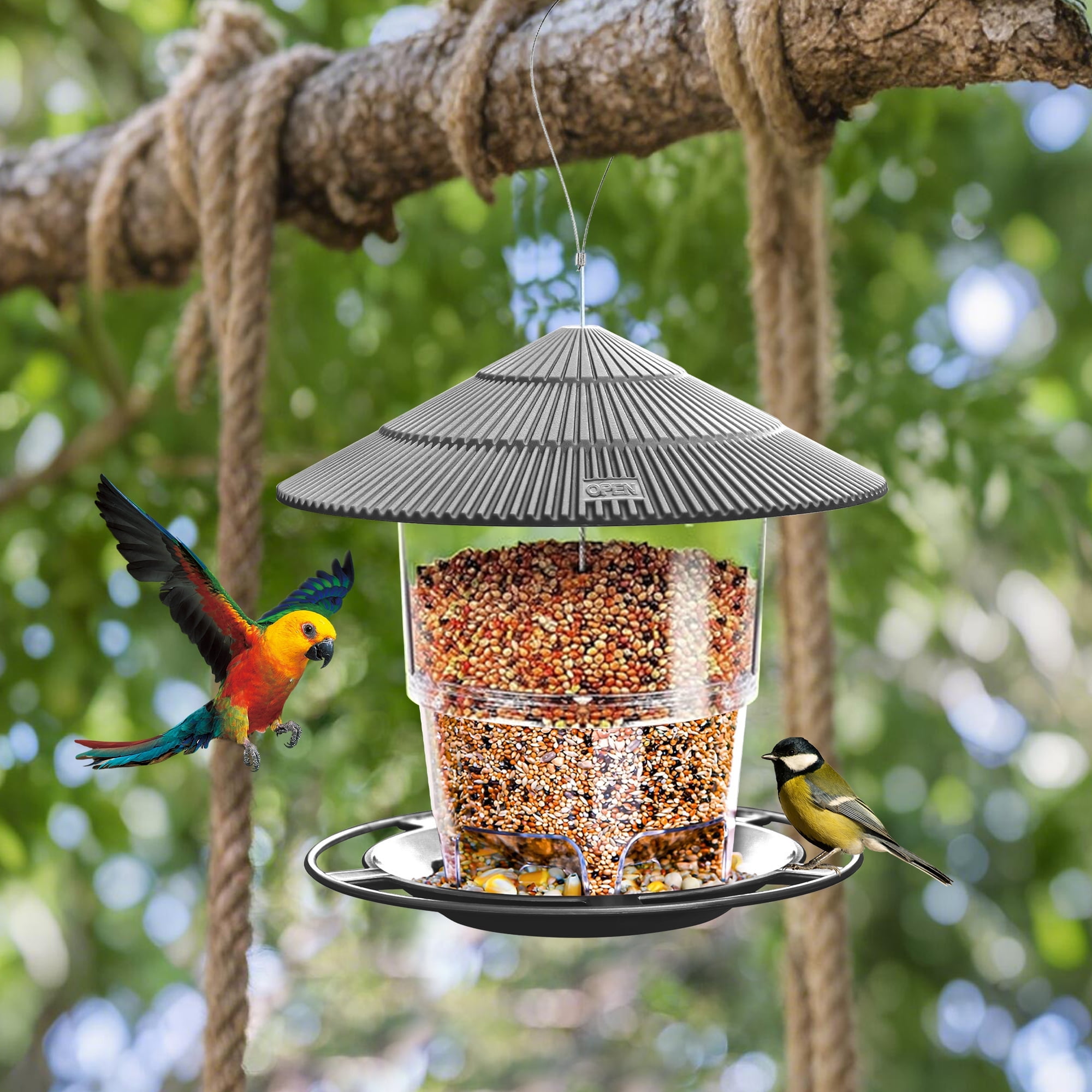 Bird Feeder for Outdoor Hanging, 7.67'' Tall Latch Feature, Heavy Duty ...