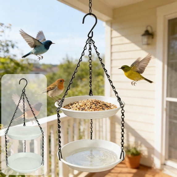 Bird Feeder Outdoor Hanging Double Layer Design, Durable Plastic, Easy ...