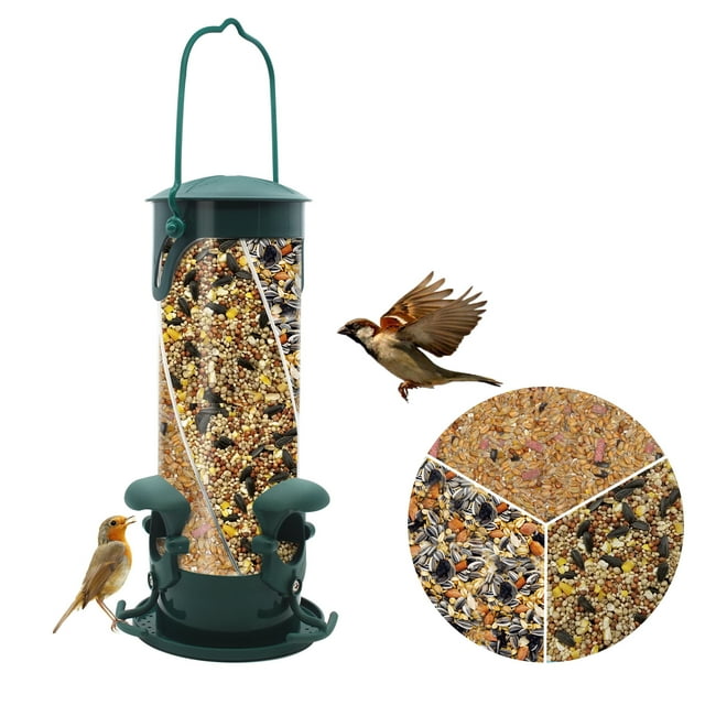 Bird Feeder for Outdoor Hanging Plastic Wild Bird Feeders with 3 ...