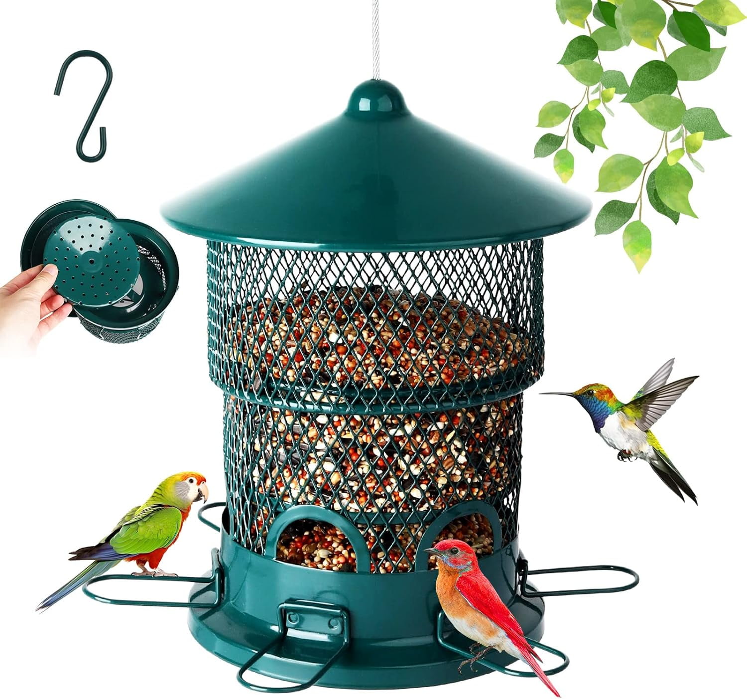 Bird Feeder for Outdoors - Large 4lb Capacity with Retractable Hanging ...