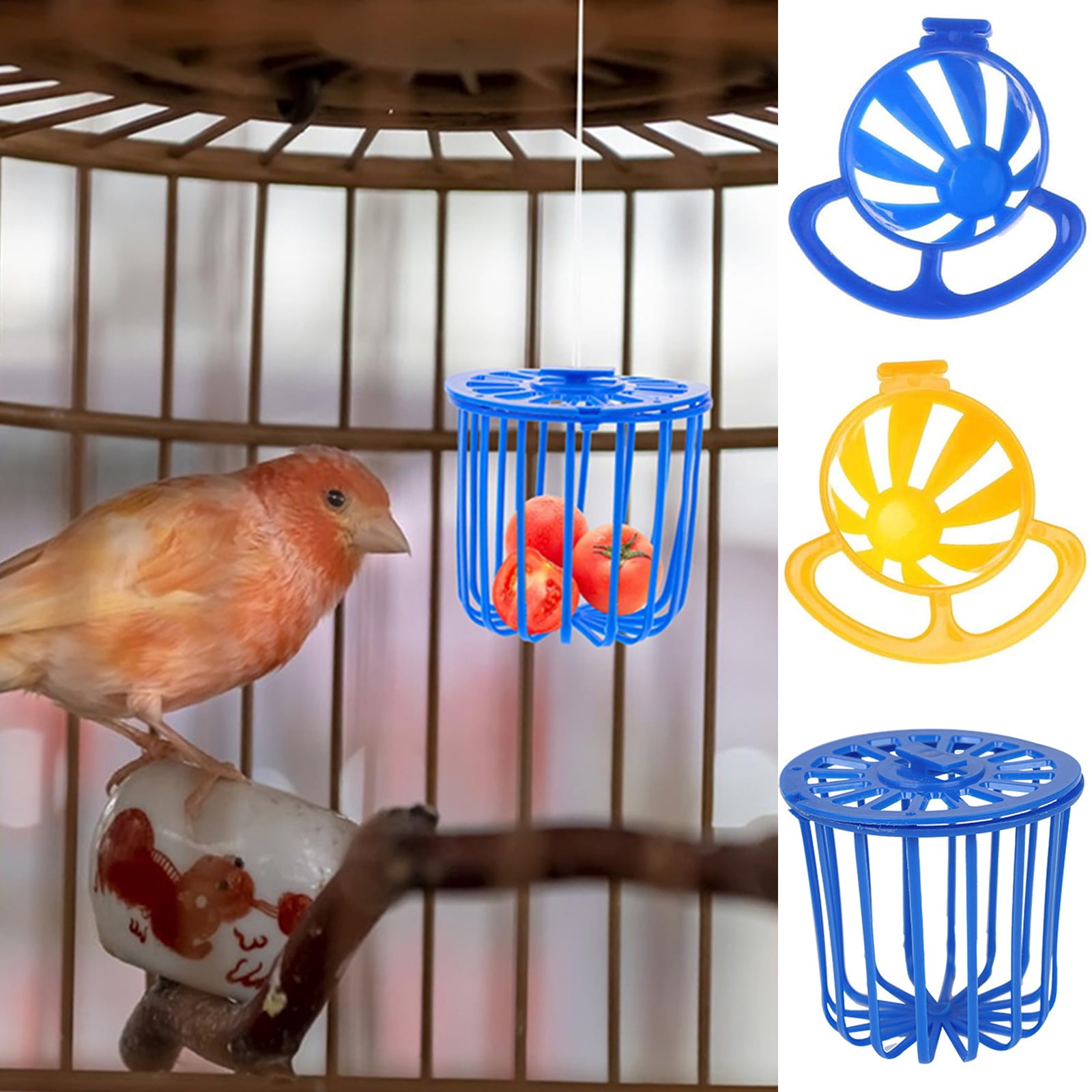 Bird Feeder, Parrot Bird Cage Hanging Food Fruits Basket, Parrot Fruit ...