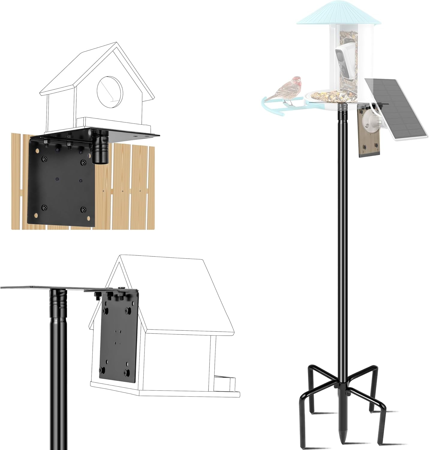 Bird Feeder Pole, 109 Inch Heavy Duty Bird House Pole Kit for Outdoors ...