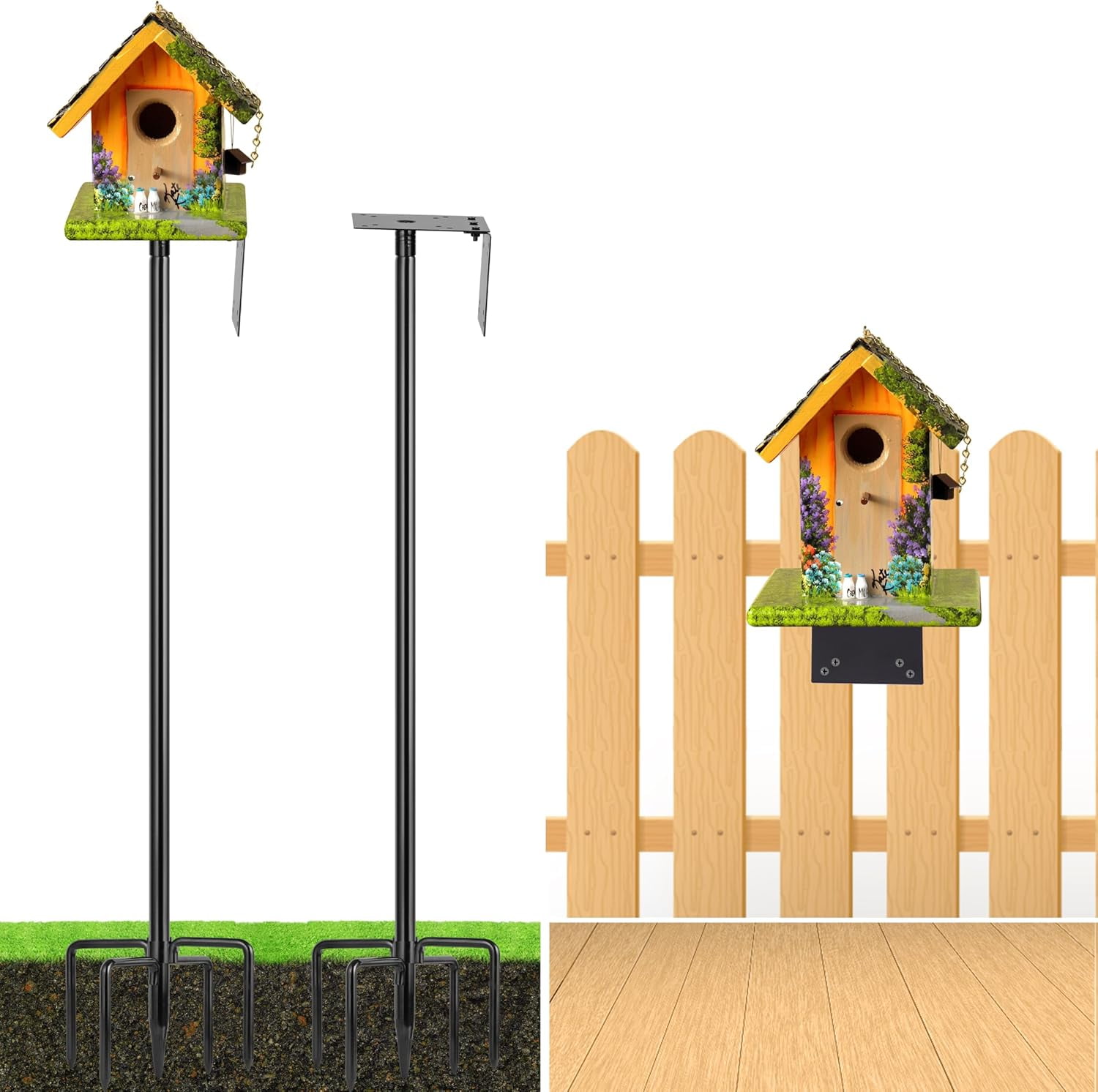 Bird Feeder Pole, 109 Inch Heavy Duty Bird House Pole Kit for Outdoors ...