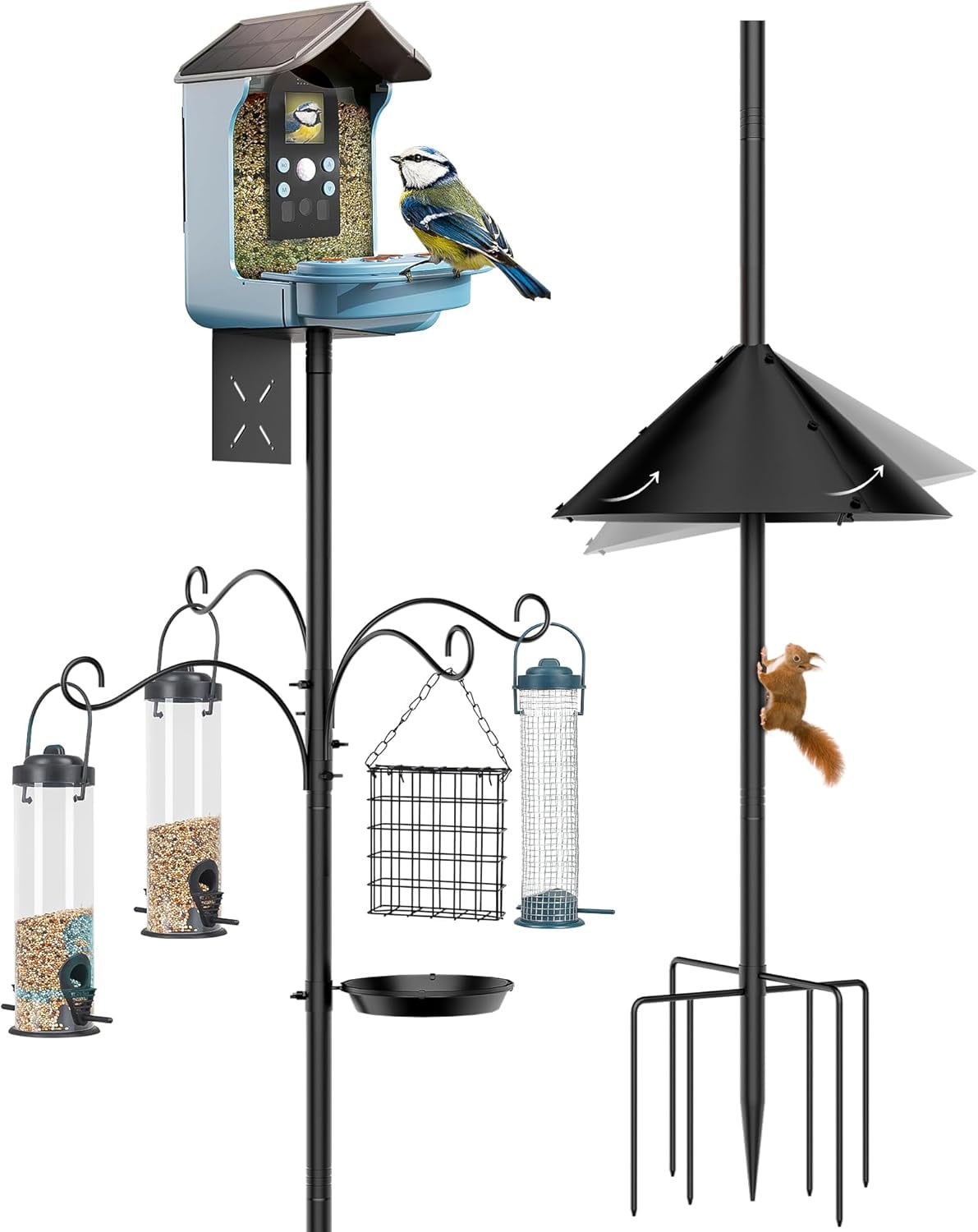 Bird Feeder Pole 92 Inch, Bird Squirrel Proof Baffle Heavy Duty Stand ...