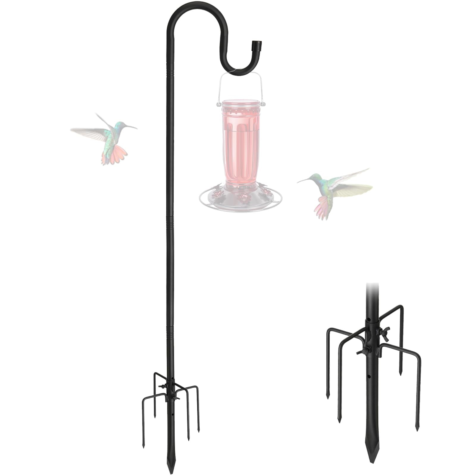 Bird Feeder Pole, 94" Shepherds Hooks for Outdoor, Hummingbird Feeders ...