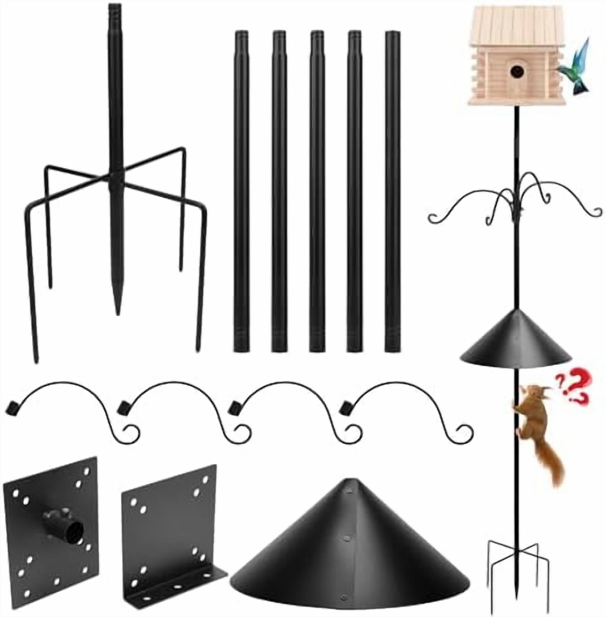 Bird Feeder Pole Mount Kit - 93 Inch Adjustable Heavy Duty Feeding ...