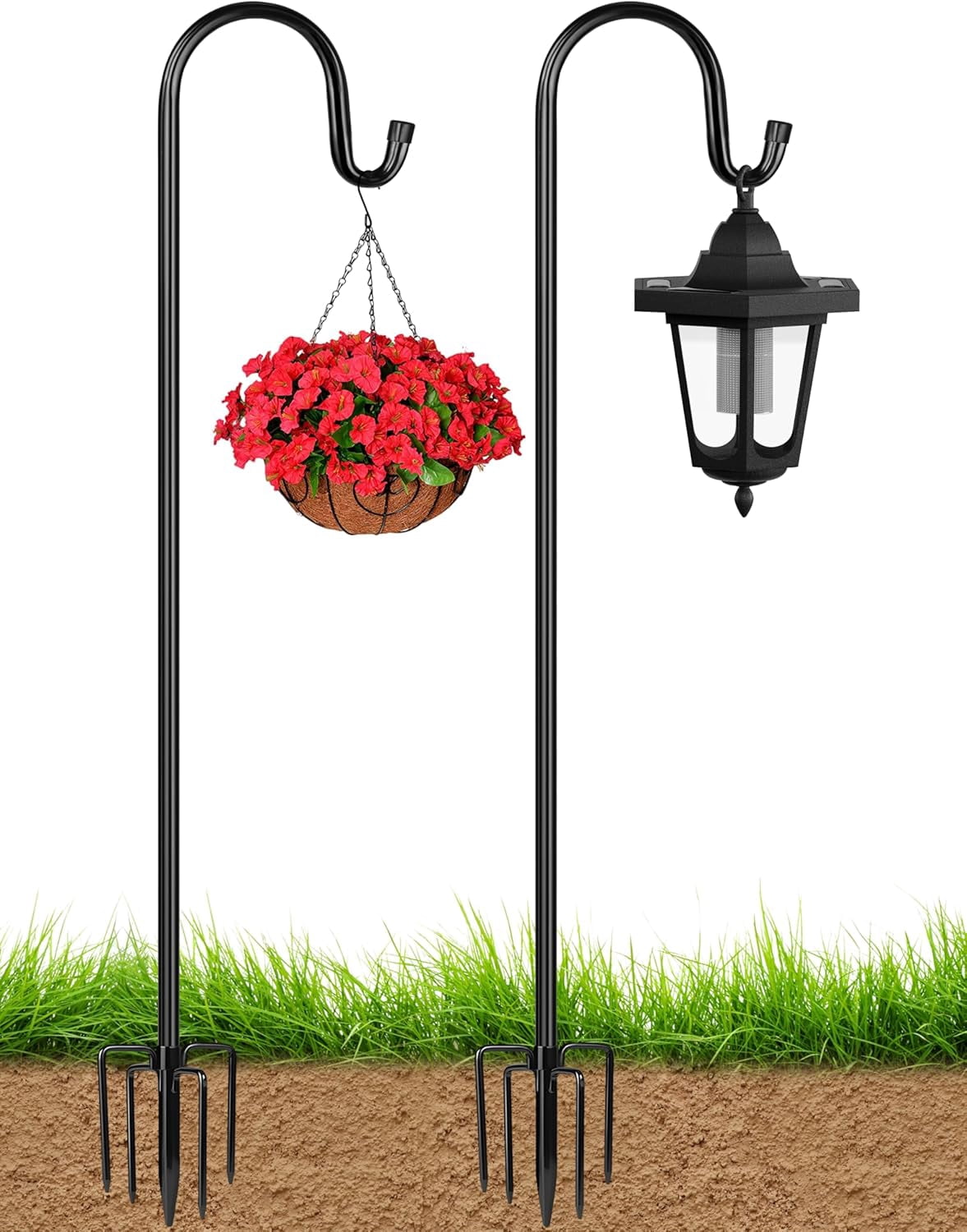 Bird Feeder Pole for Outdoor, 2-Pack 45 Inch Shepherds Hooks Heavy Duty ...