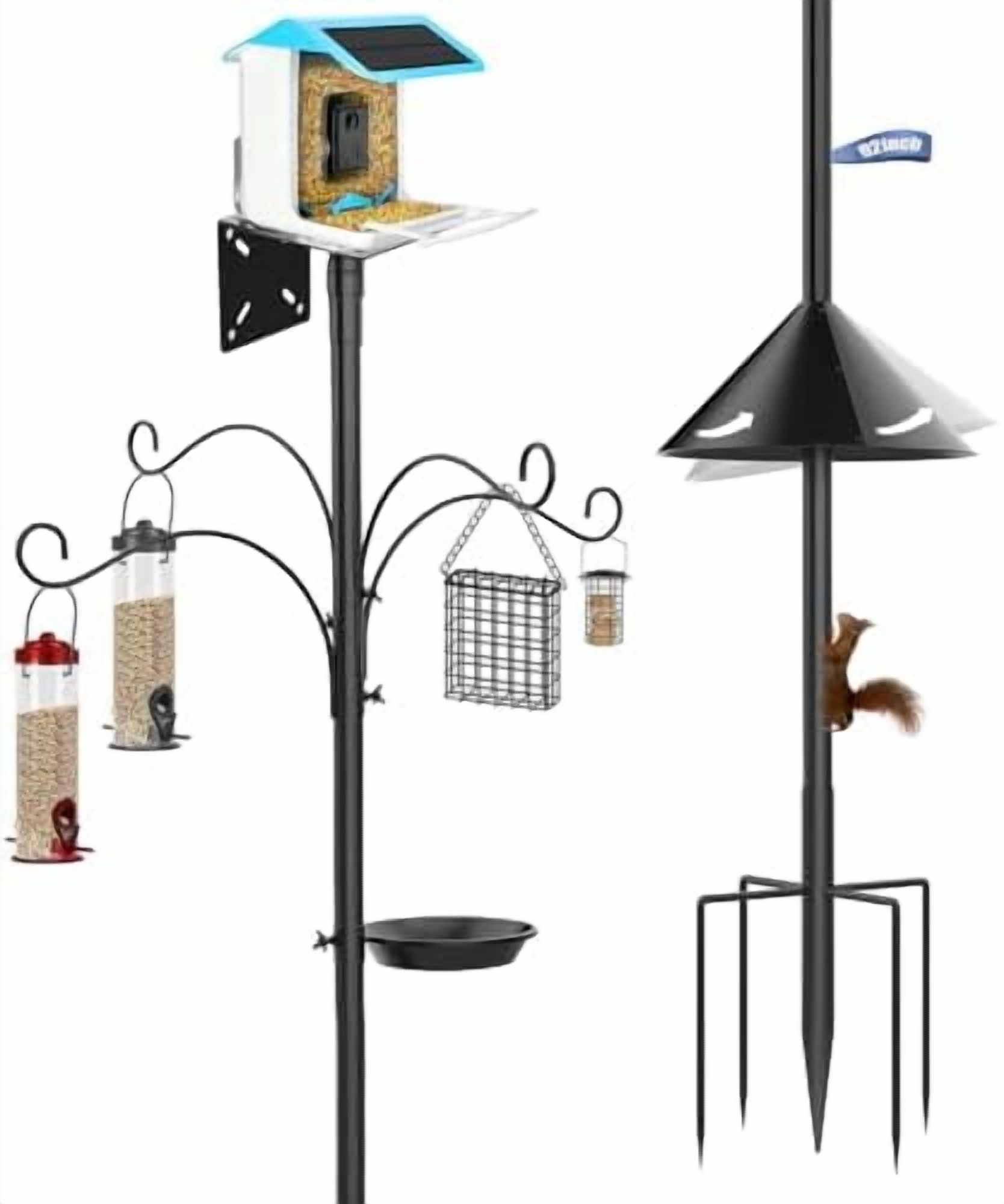 Bird Feeder Pole with Squirrel Proof Baffle-92 Inch Heavy Duty House ...
